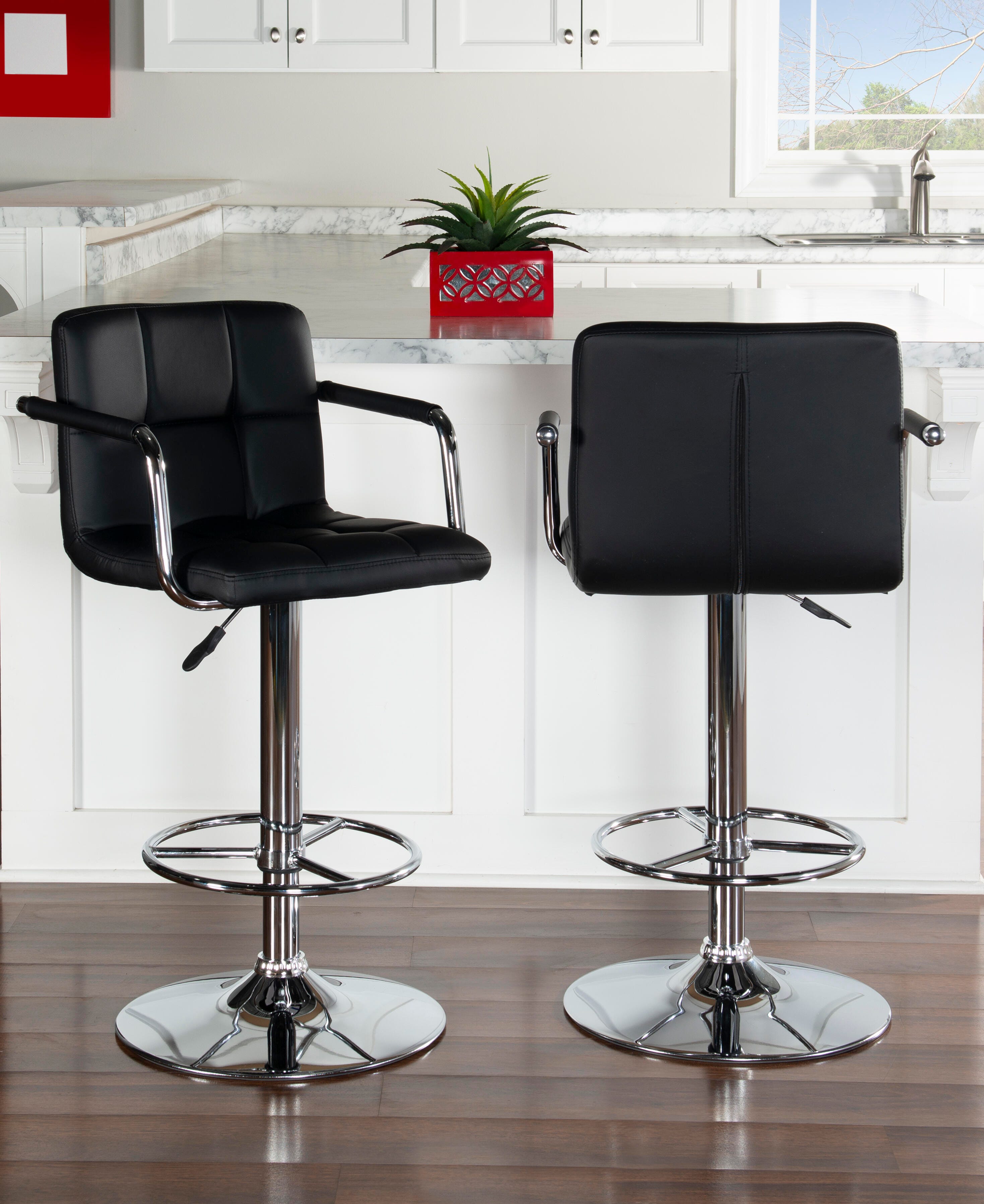 Click here for Chrome Quilted Adjustable Height Bar Stool  Black prices