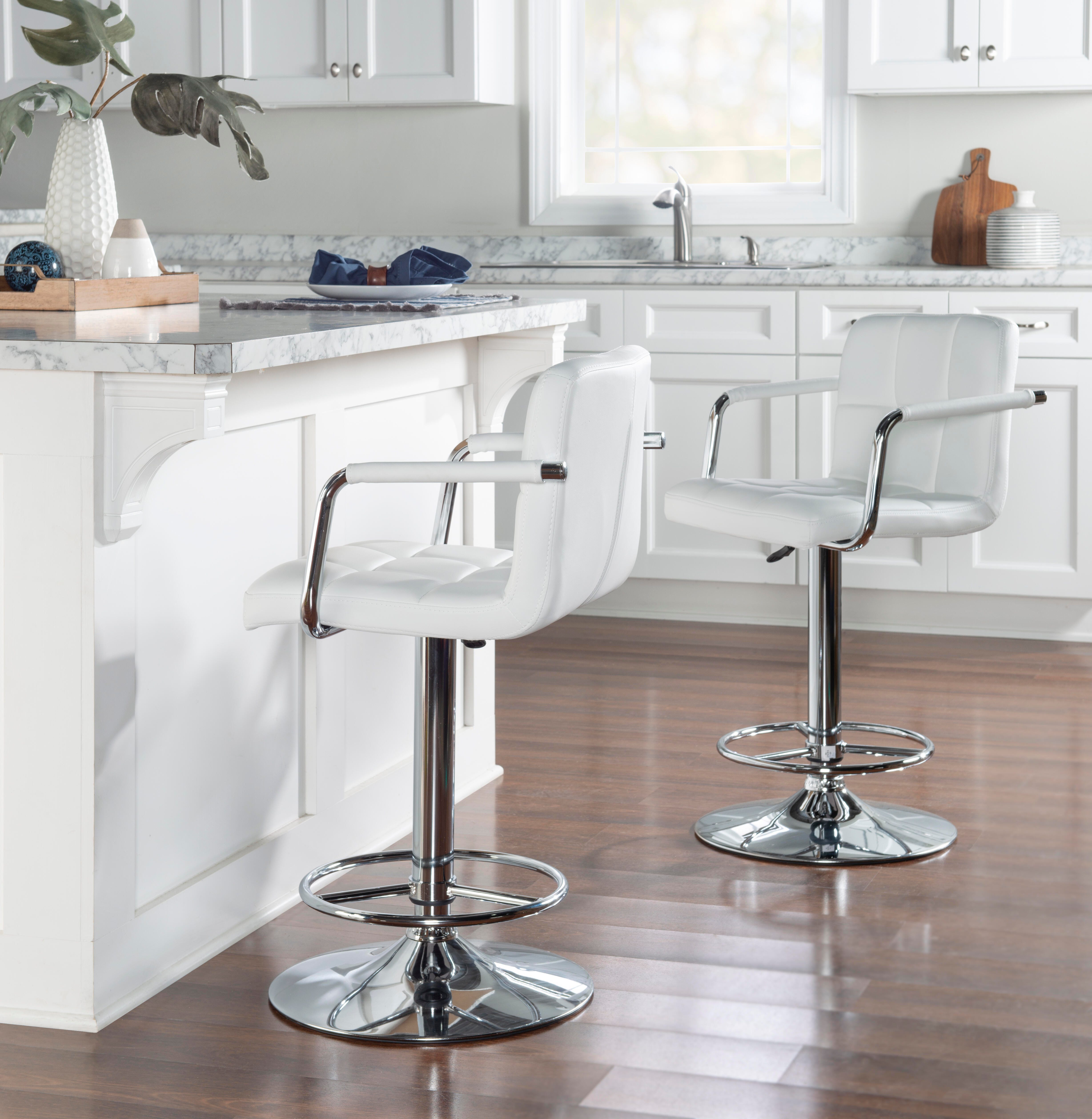 Click here for Chrome Quilted Adjustable Height Bar Stool  White prices