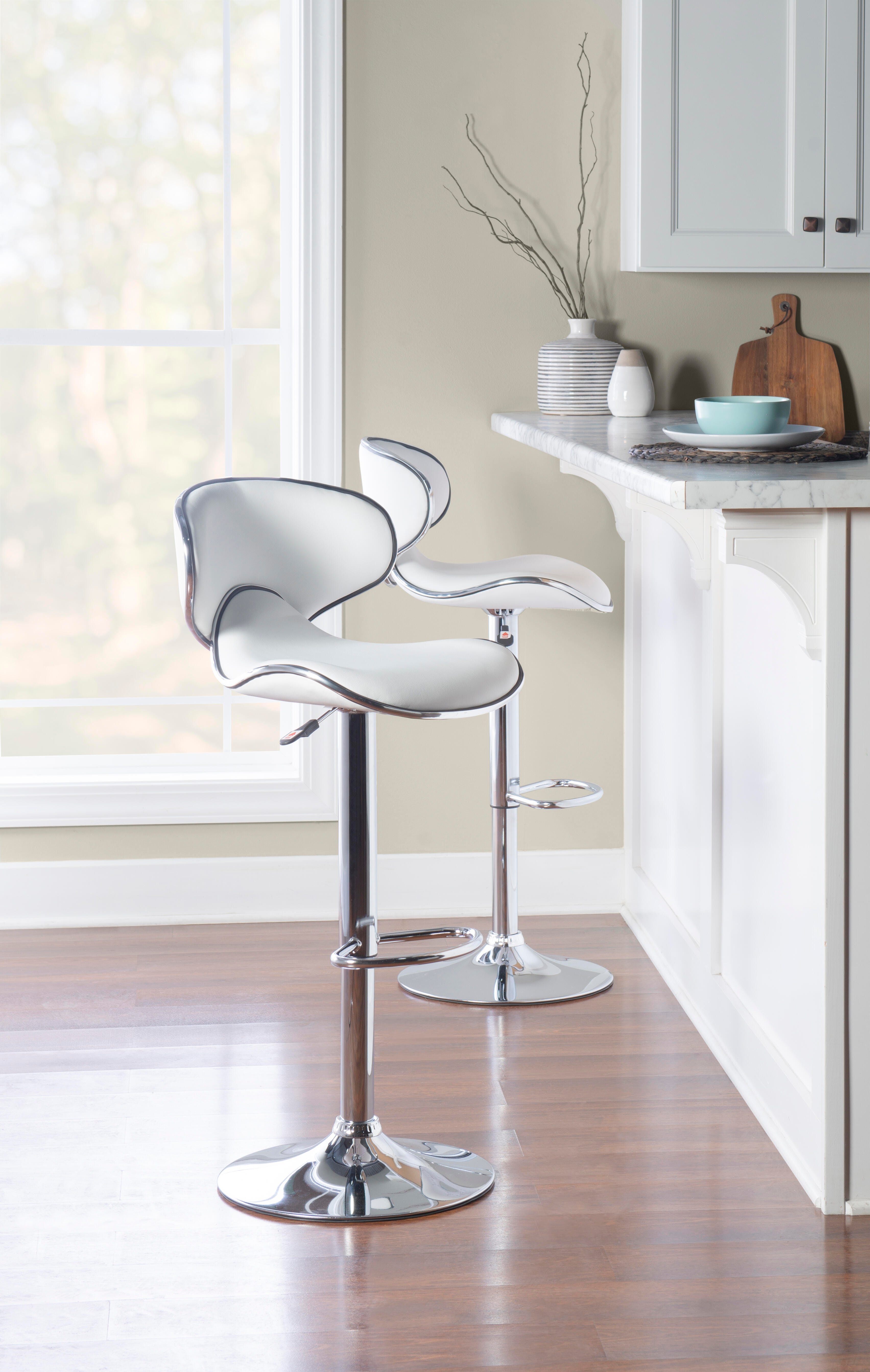 Click here for Chrome Adjustable Height Bar Stool  White prices