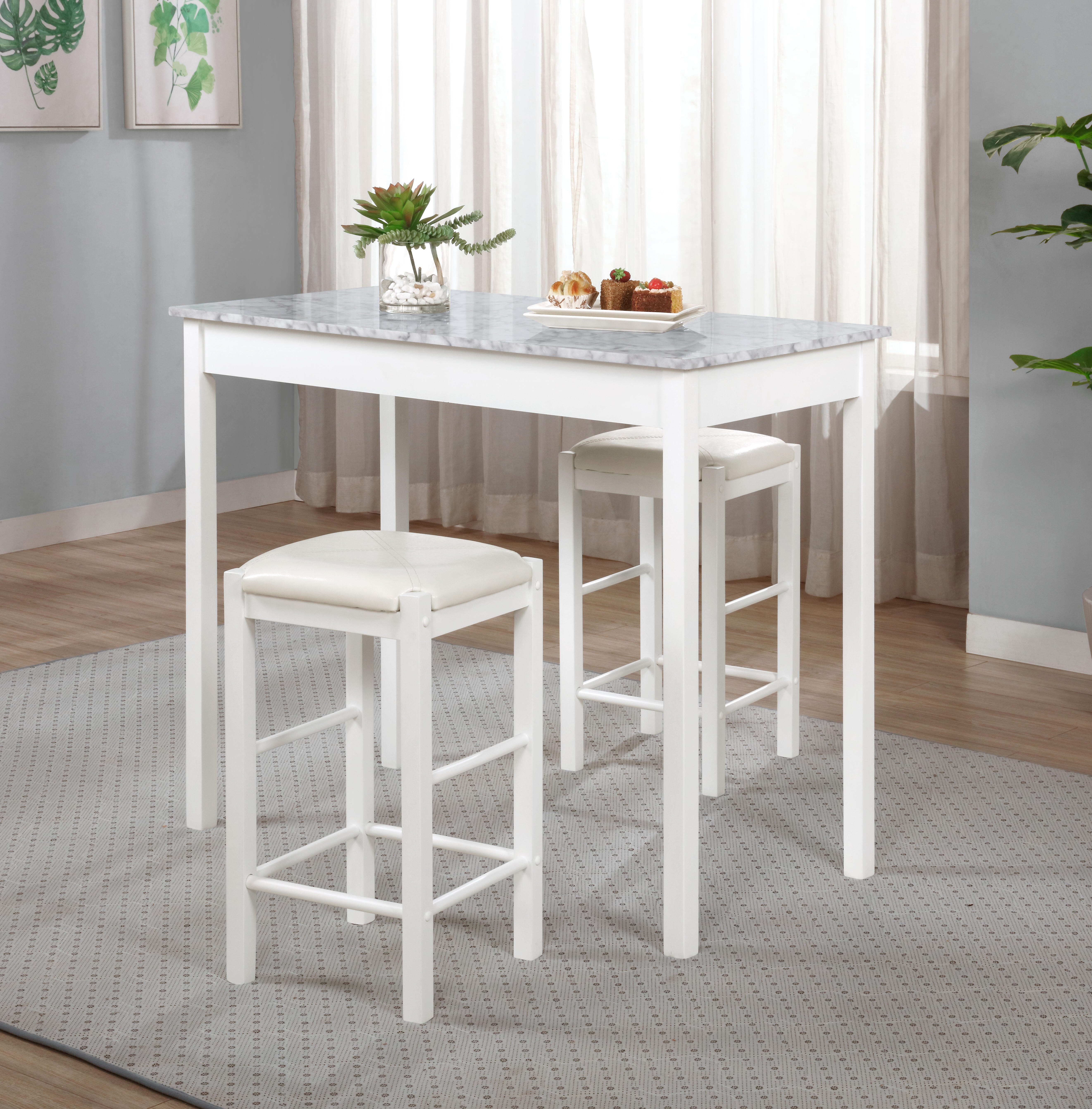 Click here for Linon Iris Dining Table and 2 Bar Stools Set  Whit... prices
