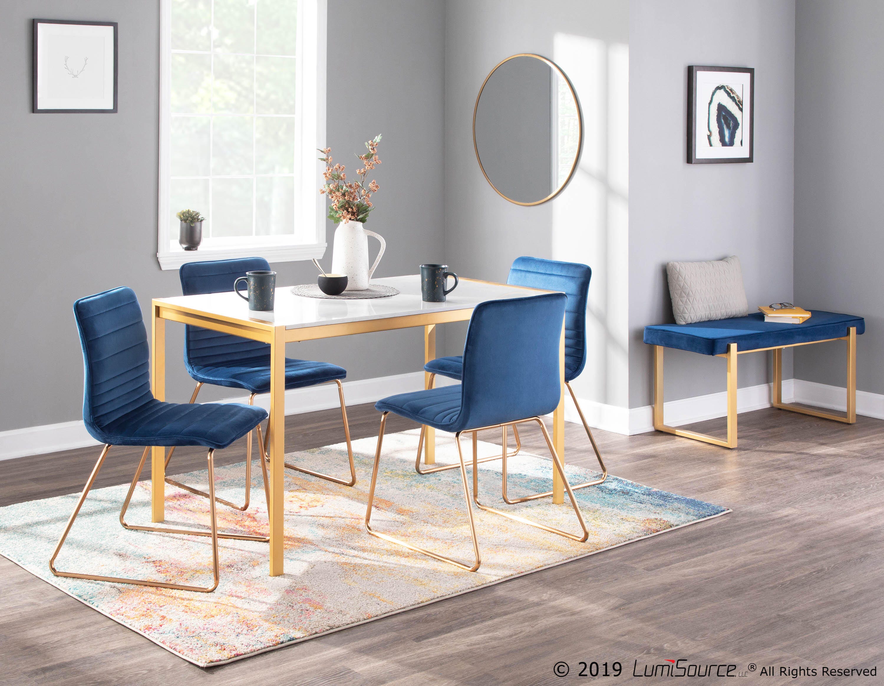 Click here for Fuji Dining Table  Gold/White Marble prices