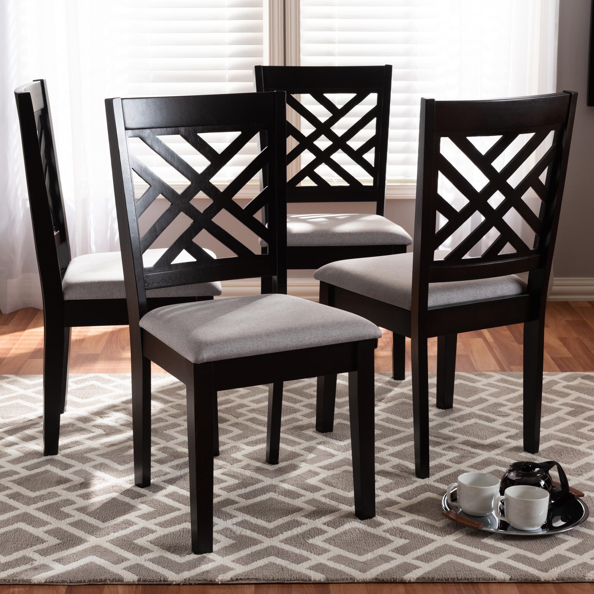 Click here for Baxton Studio Caron Dining Chairs (Set of 4)  Gray prices