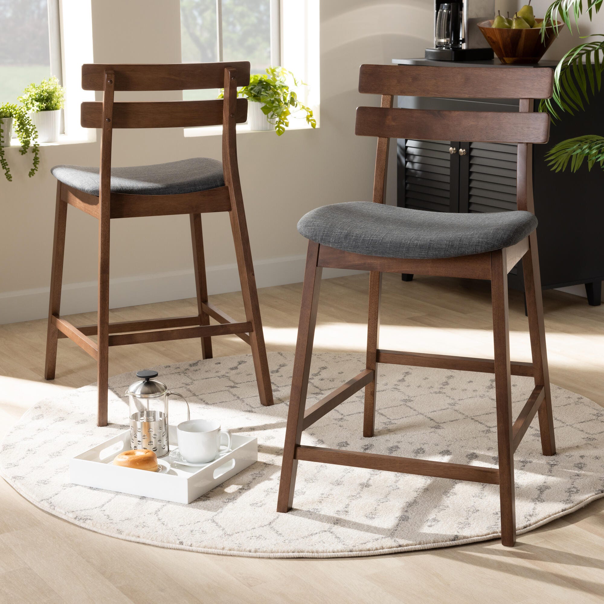 Click here for Upholstered 2-Piece Counter Stool Set  Dark Gray prices