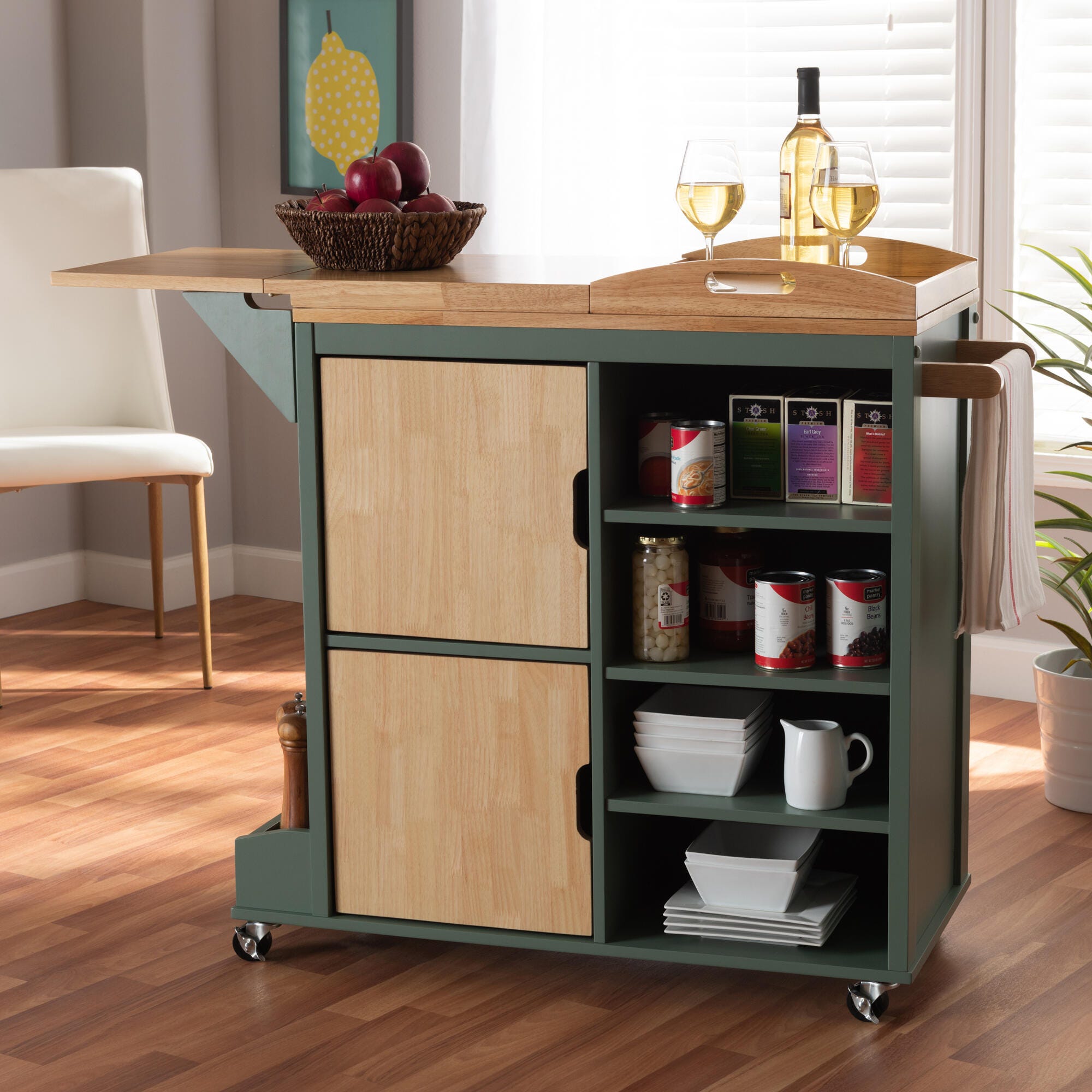 Click here for Baxton Studio Dorthy Kitchen Storage Cart  Green prices