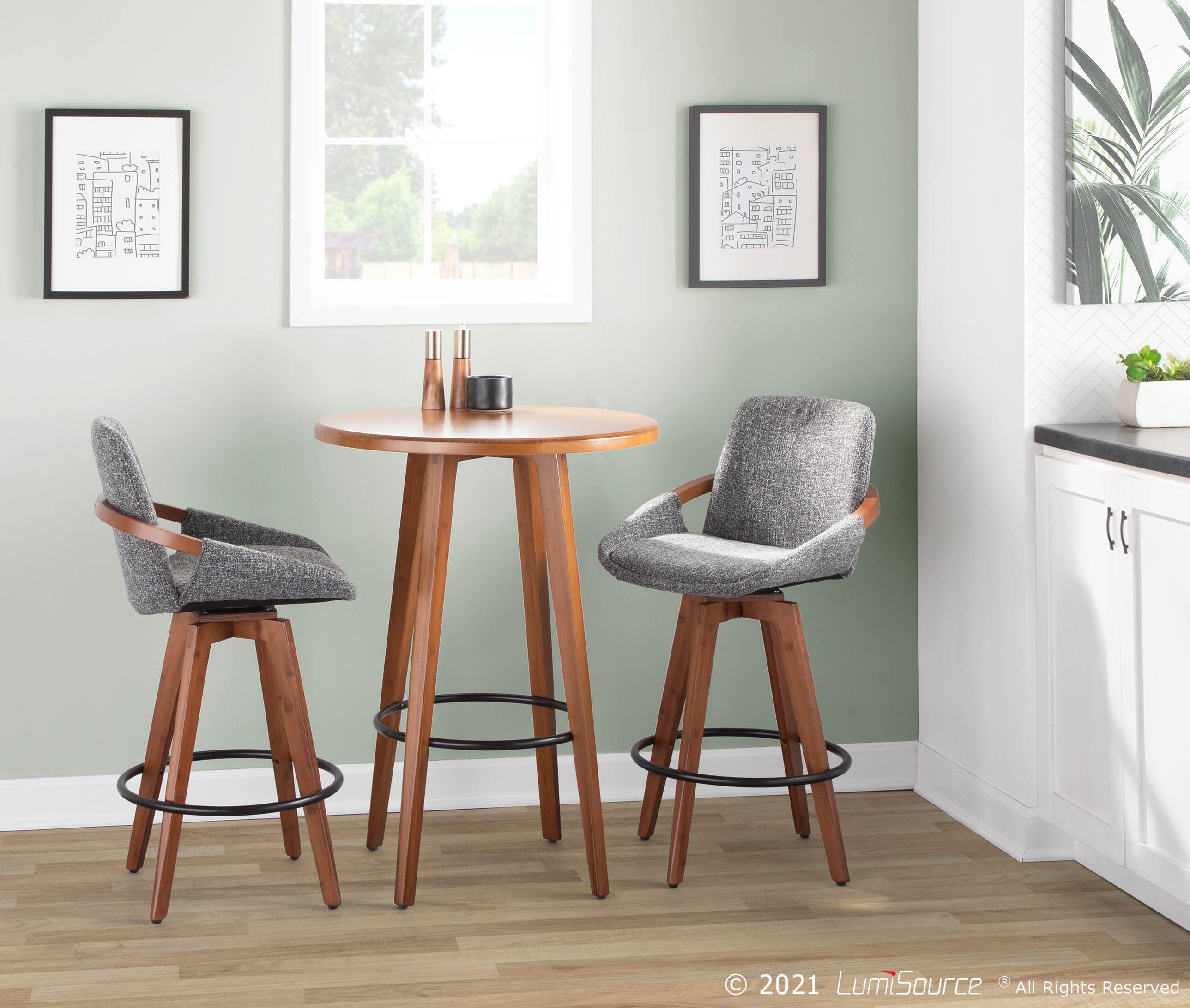 Click here for Cosmo Counter Height Bar Stool  Walnut/Gray/Black prices