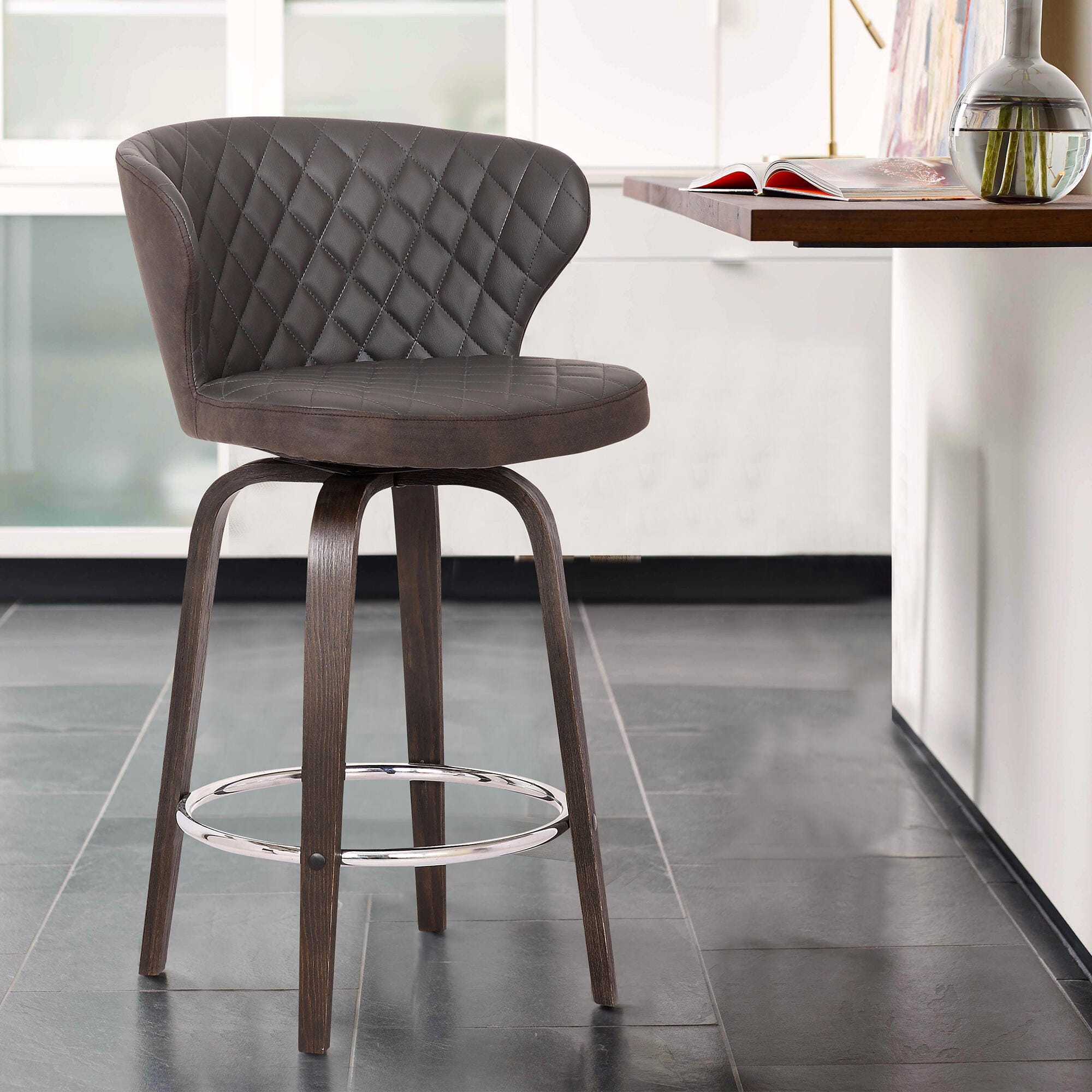 Click here for Mynette Faux Leather Bar Stool  Brown prices