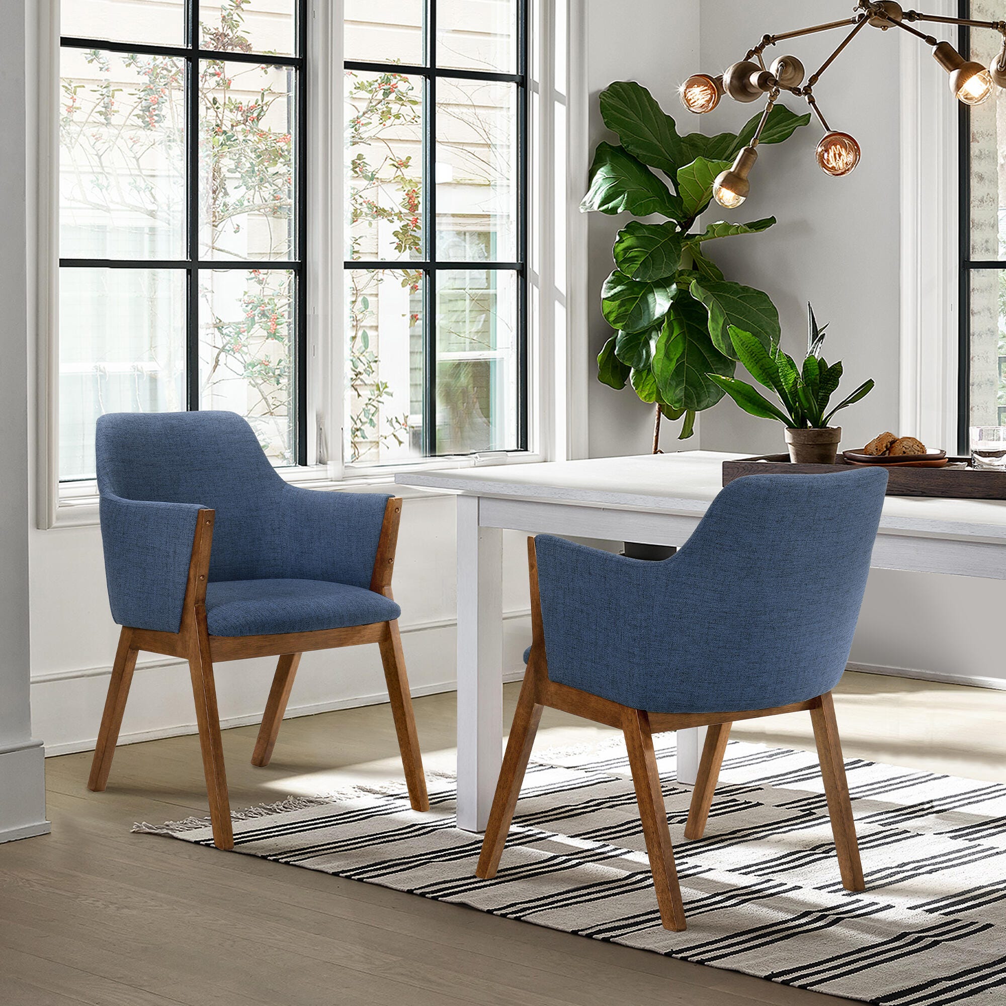 Click here for Renzo Dining Chair (Set of 2)  Blue/Walnut prices