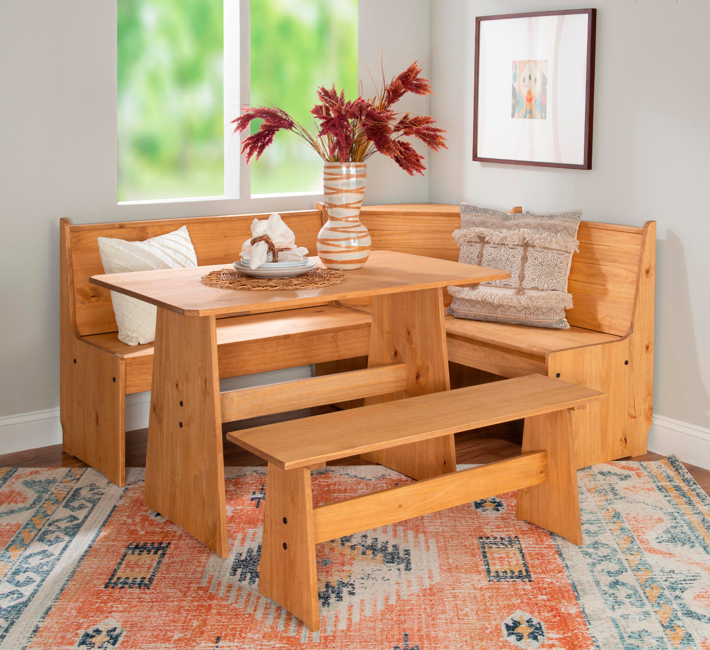 Click here for Linon Brent Corner Nook Dining Set  Natural prices