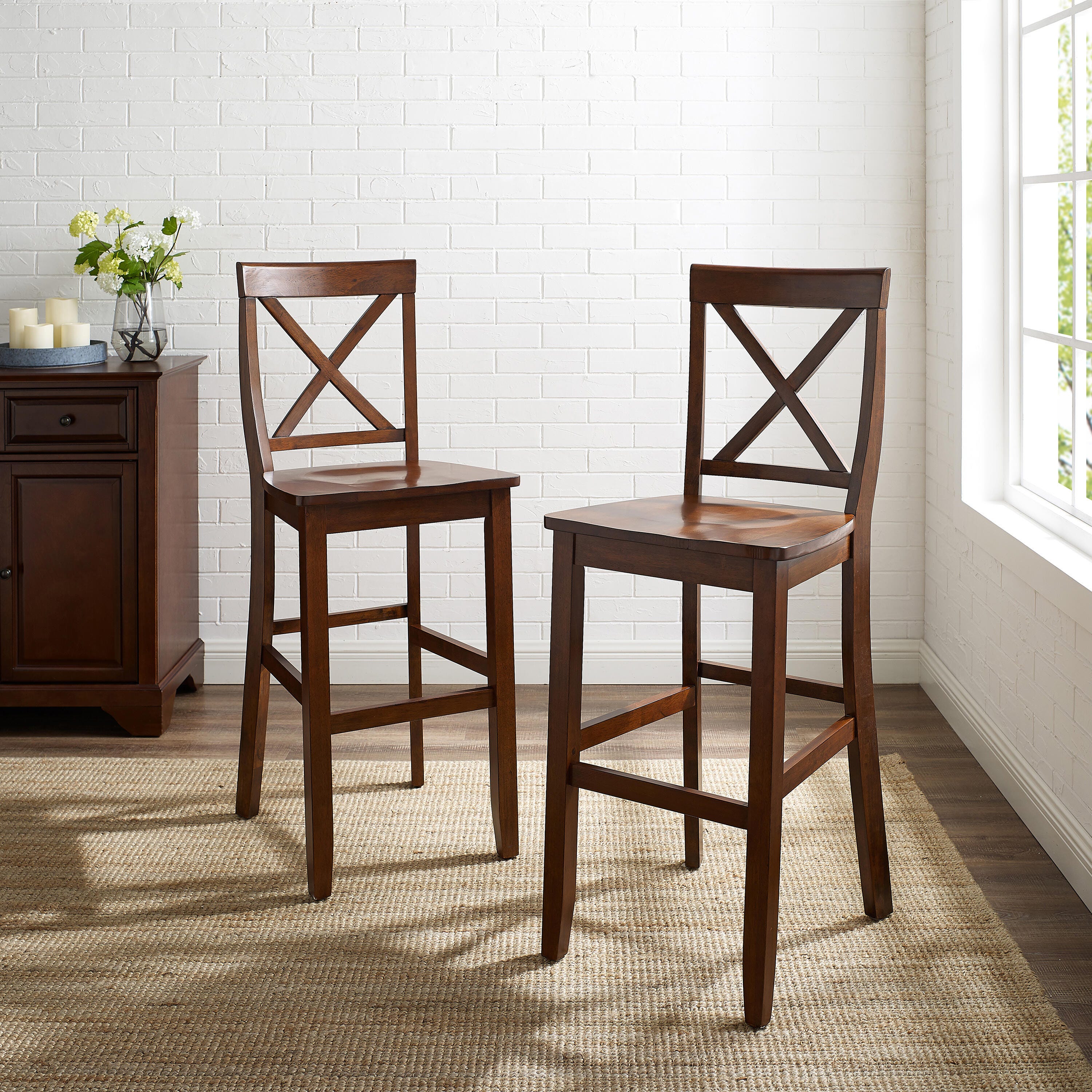 Click here for X-Back Counter Stool Set  Mahogany prices