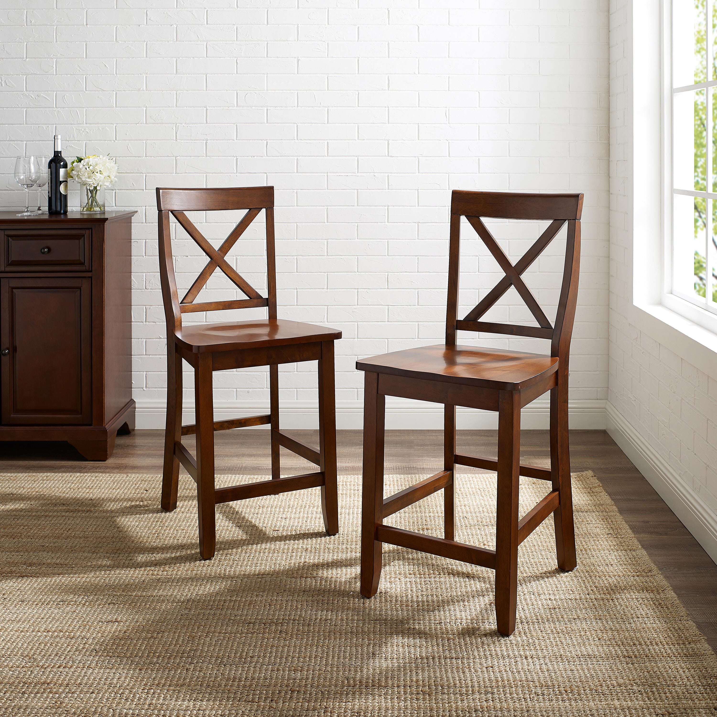 Click here for X-Back Counter Stool (Set of 2)  Mahogany prices