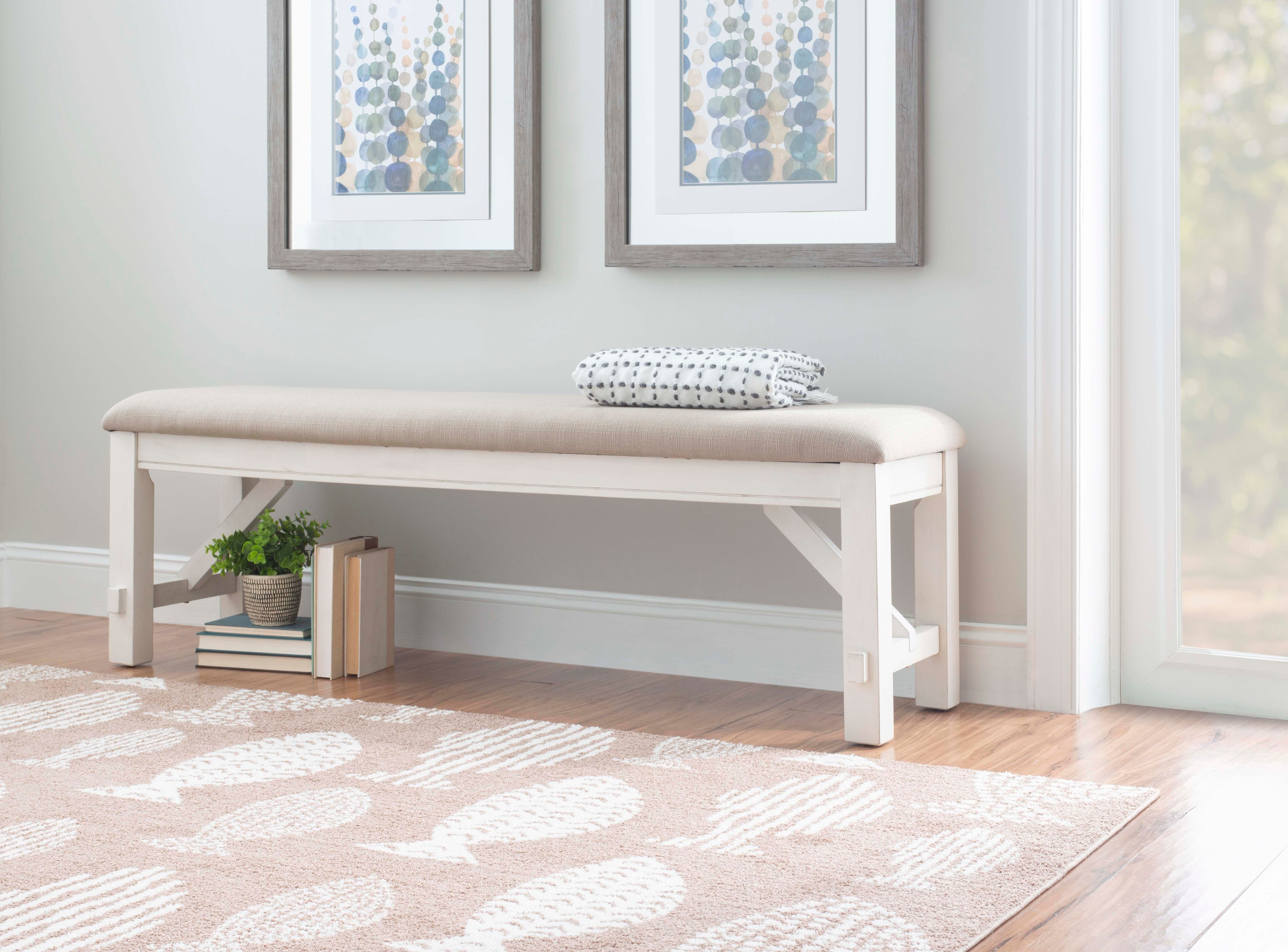 Click here for Linon Benton Dining Bench  Smokey White prices
