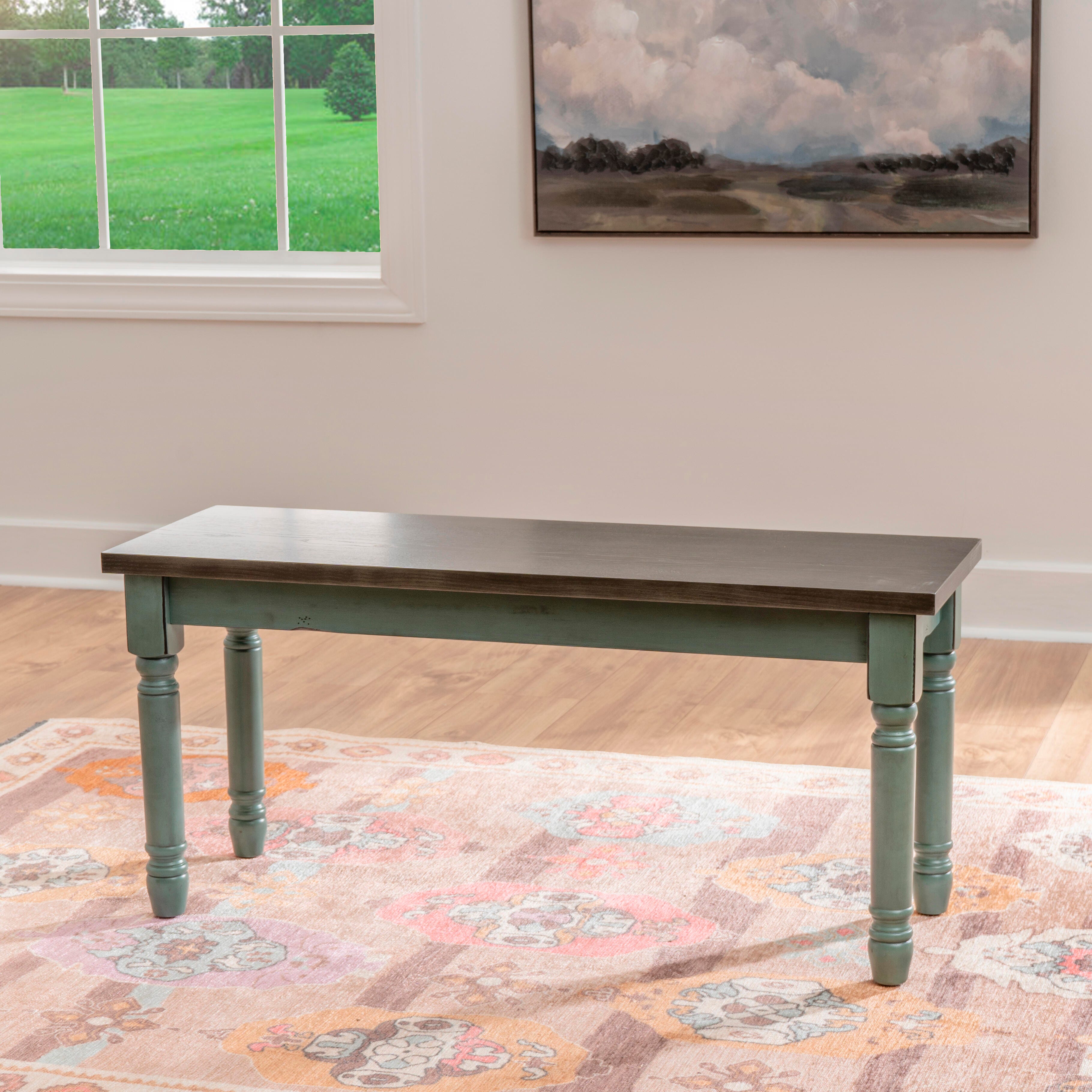 Click here for Linon 14 Wesley Dining Bench  Teal Blue prices