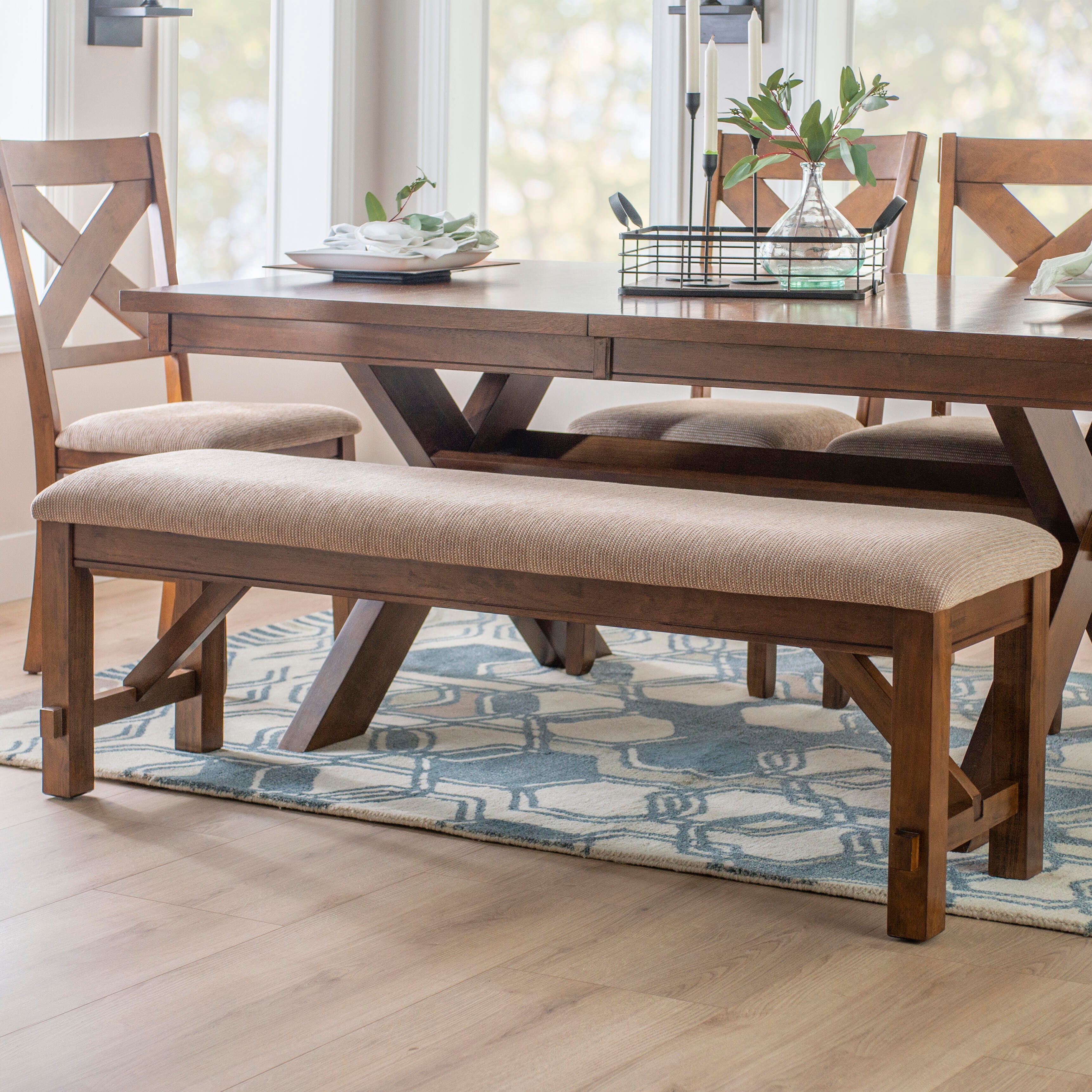 Click here for Linon 60 Kacey Dining Bench  Dark Hazelnut prices