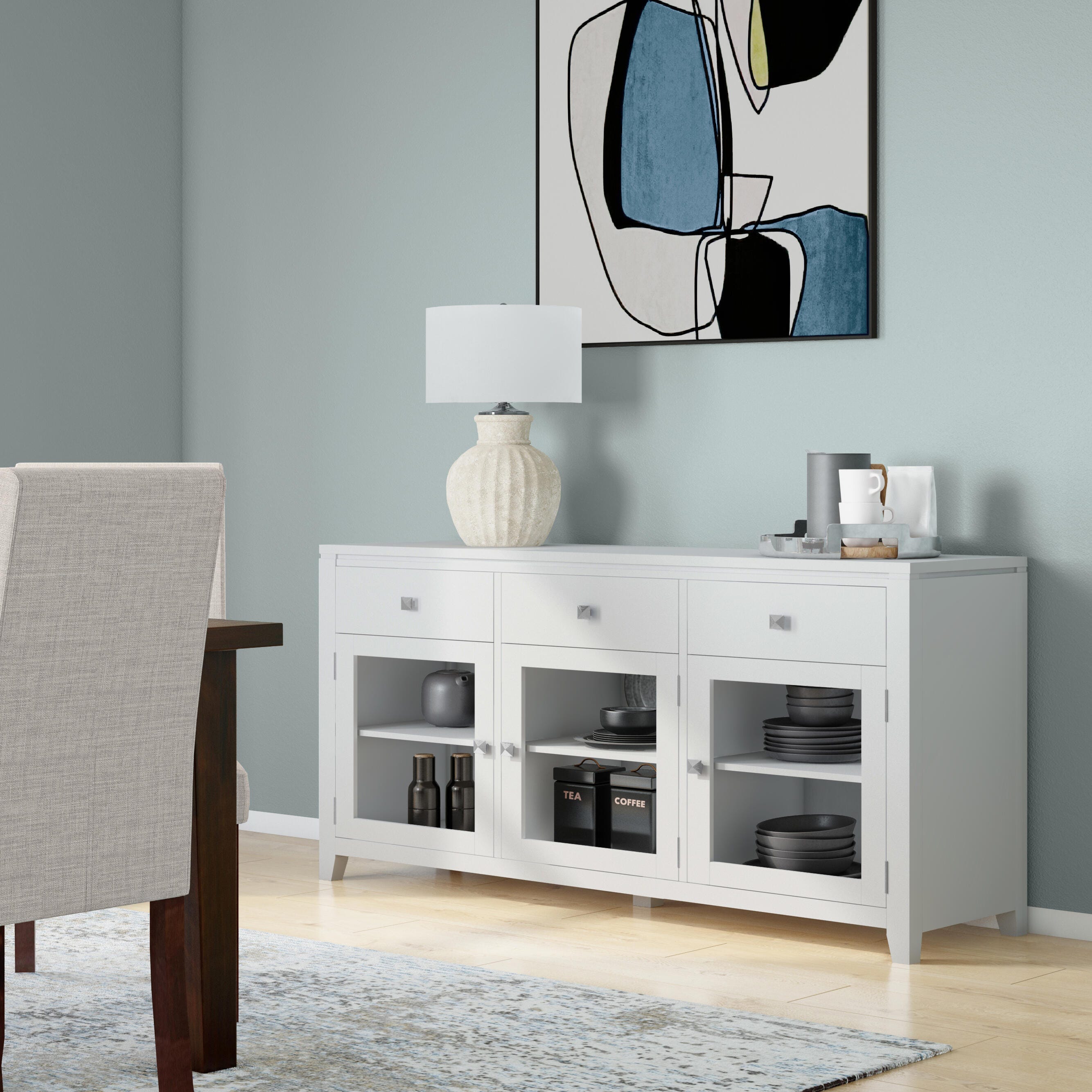 Click here for Simpli Home Cosmopolitan Sideboard Buffet  White prices