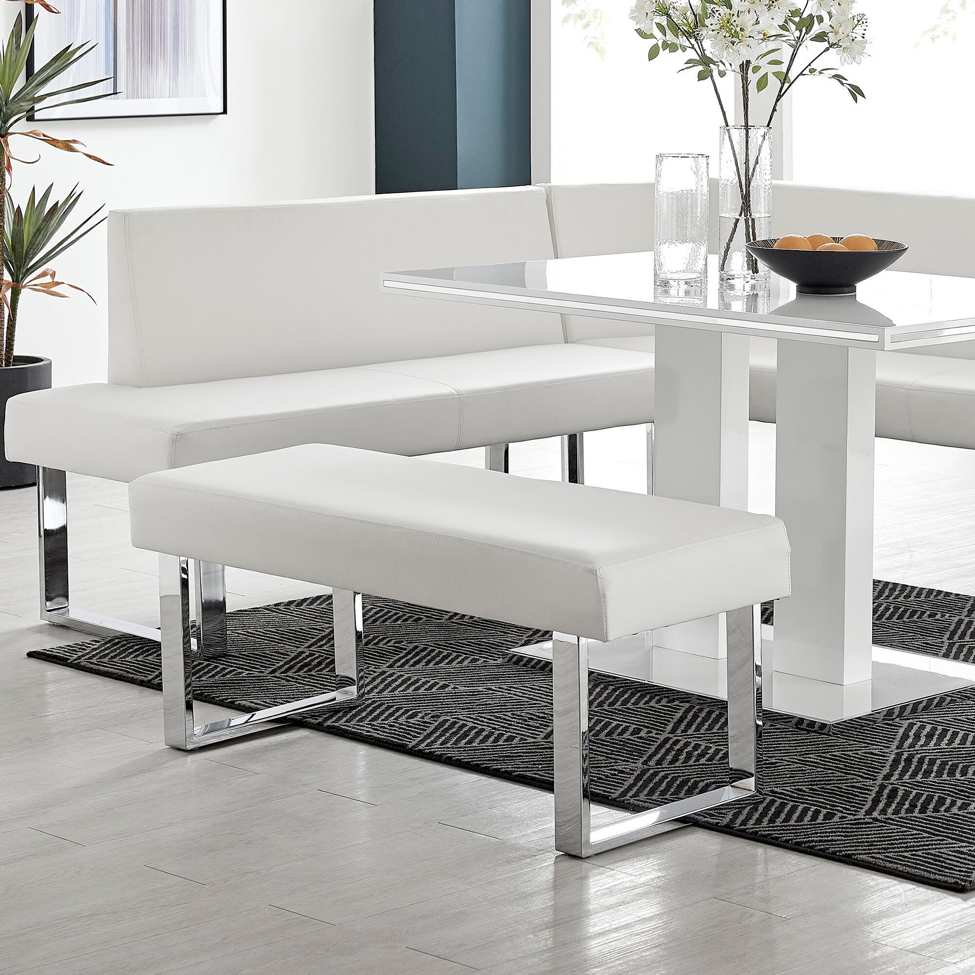 Click here for Amanda 48 Dining Bench  White/Stainless prices