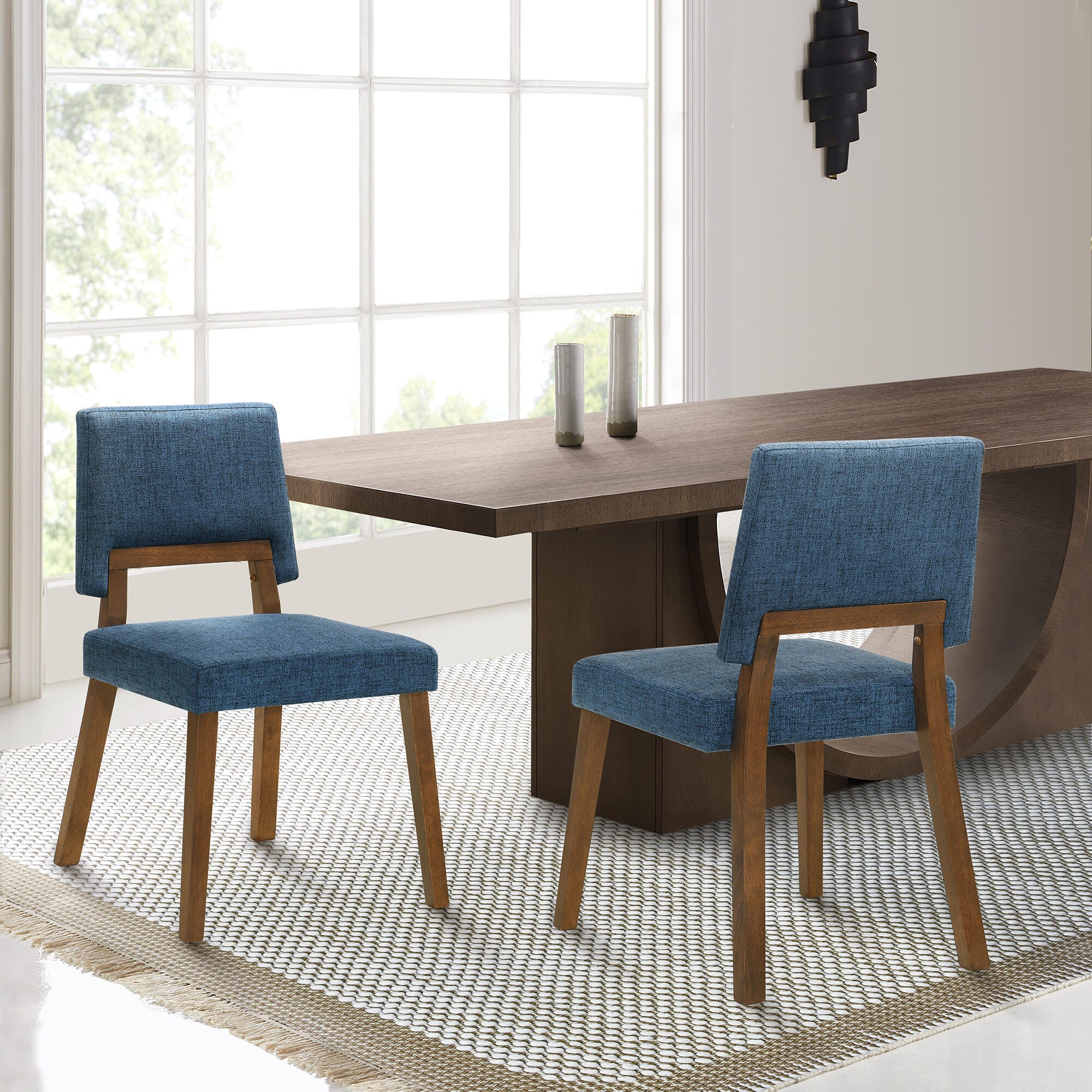 Click here for Channell Dining Chair (Set of 2)  Blue/Walnut prices
