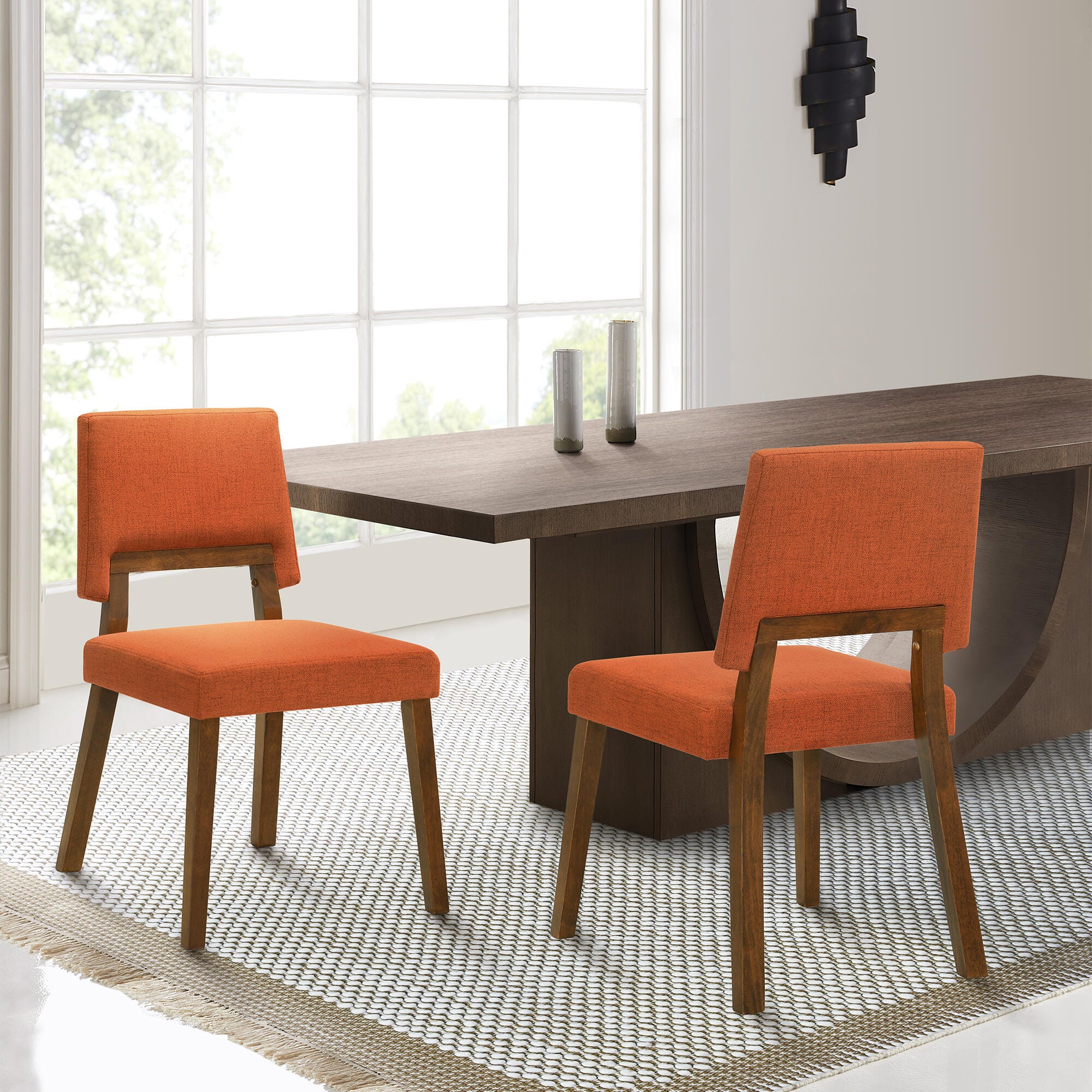Click here for Channell Dining Chair (Set of 2)  Orange/Walnut prices