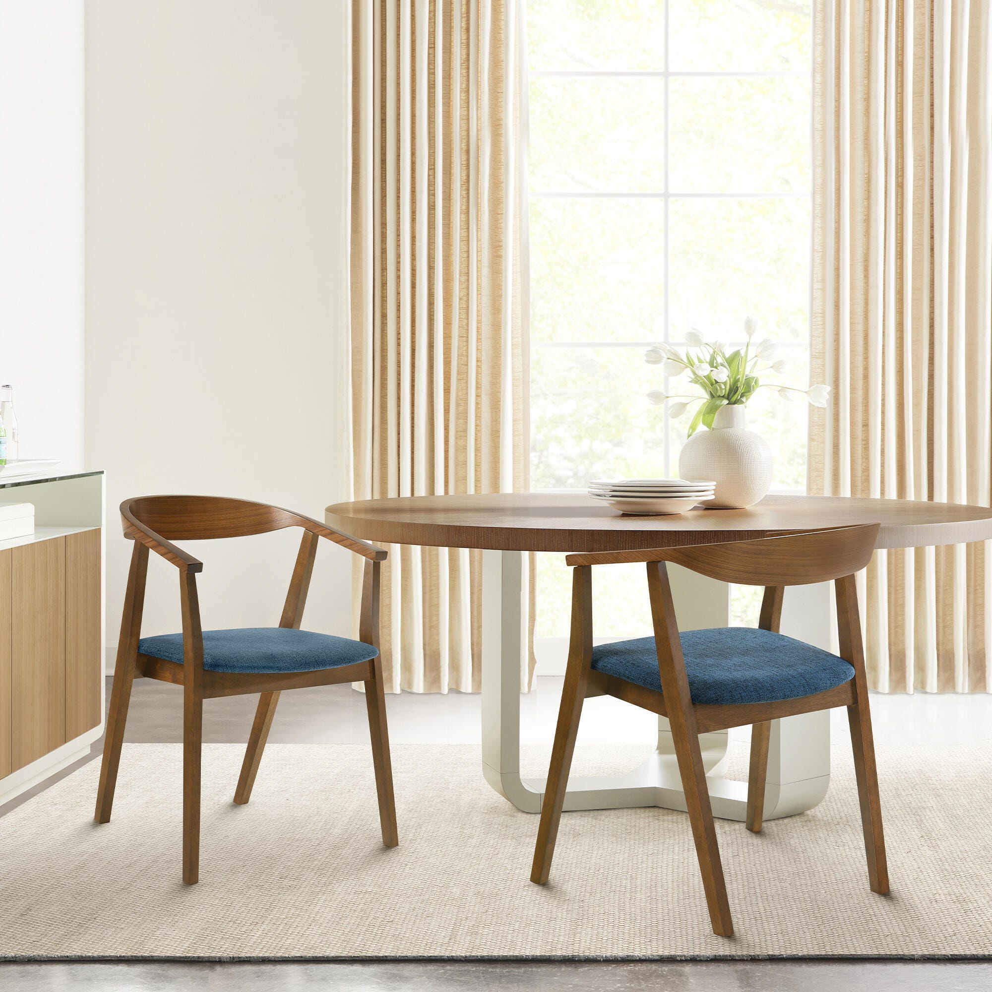 Click here for Santana Dining Chair (Set of 2)  Blue/Walnut prices