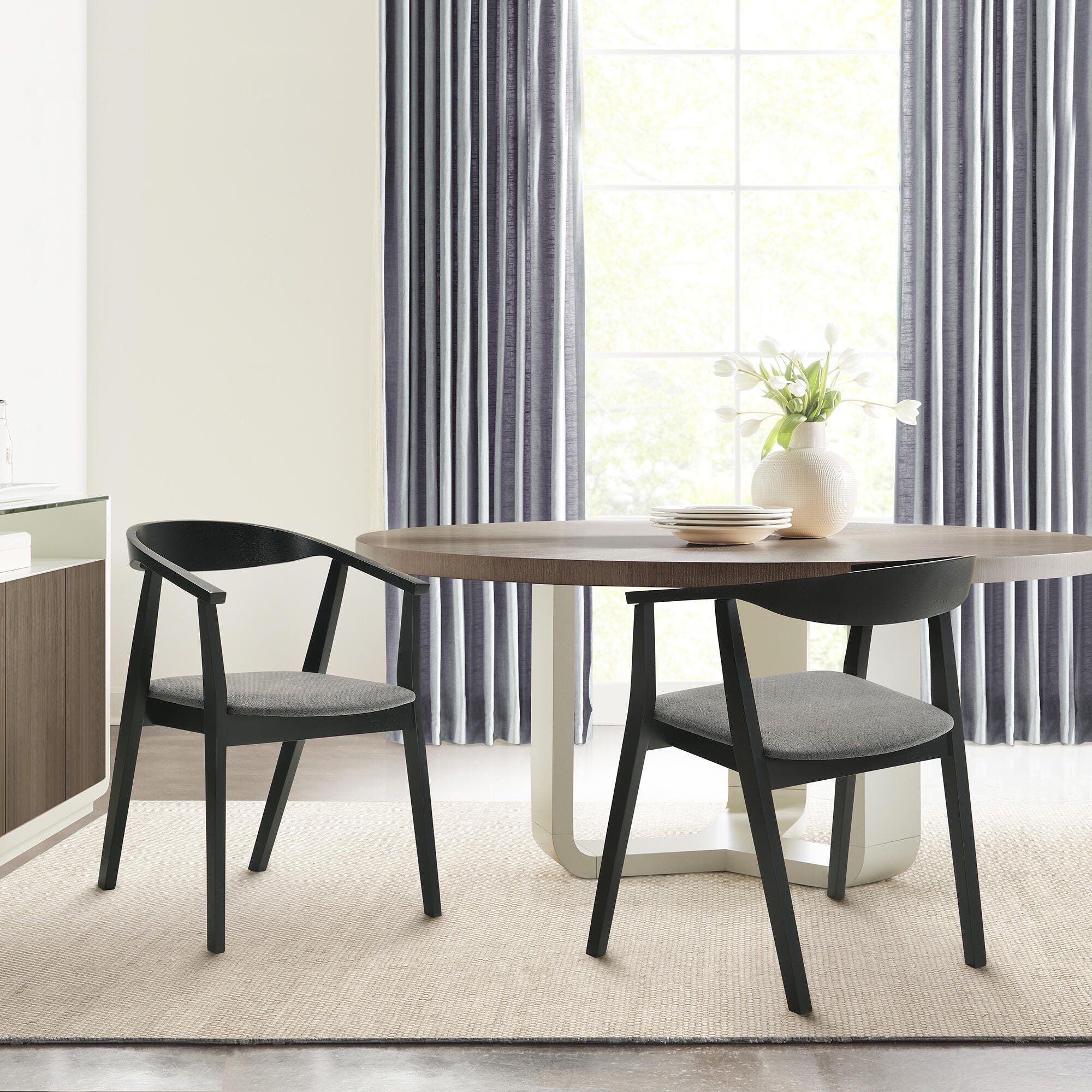 Click here for Santana Dining Chair (Set of 2)  Charcoal/Black prices