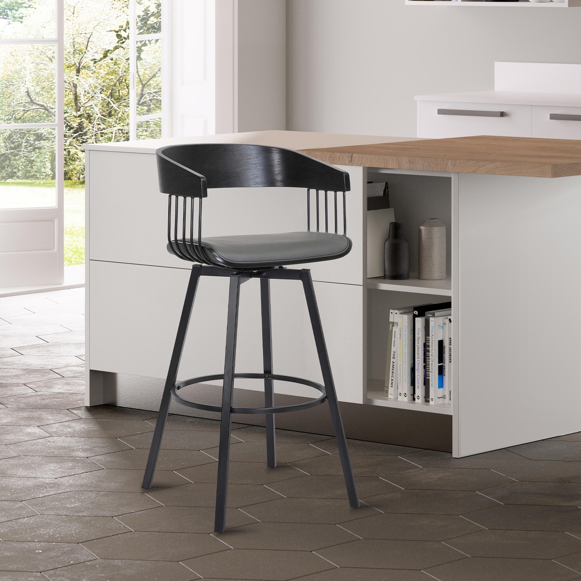 Click here for Athena Swivel Counter Stool  Gray/Black prices