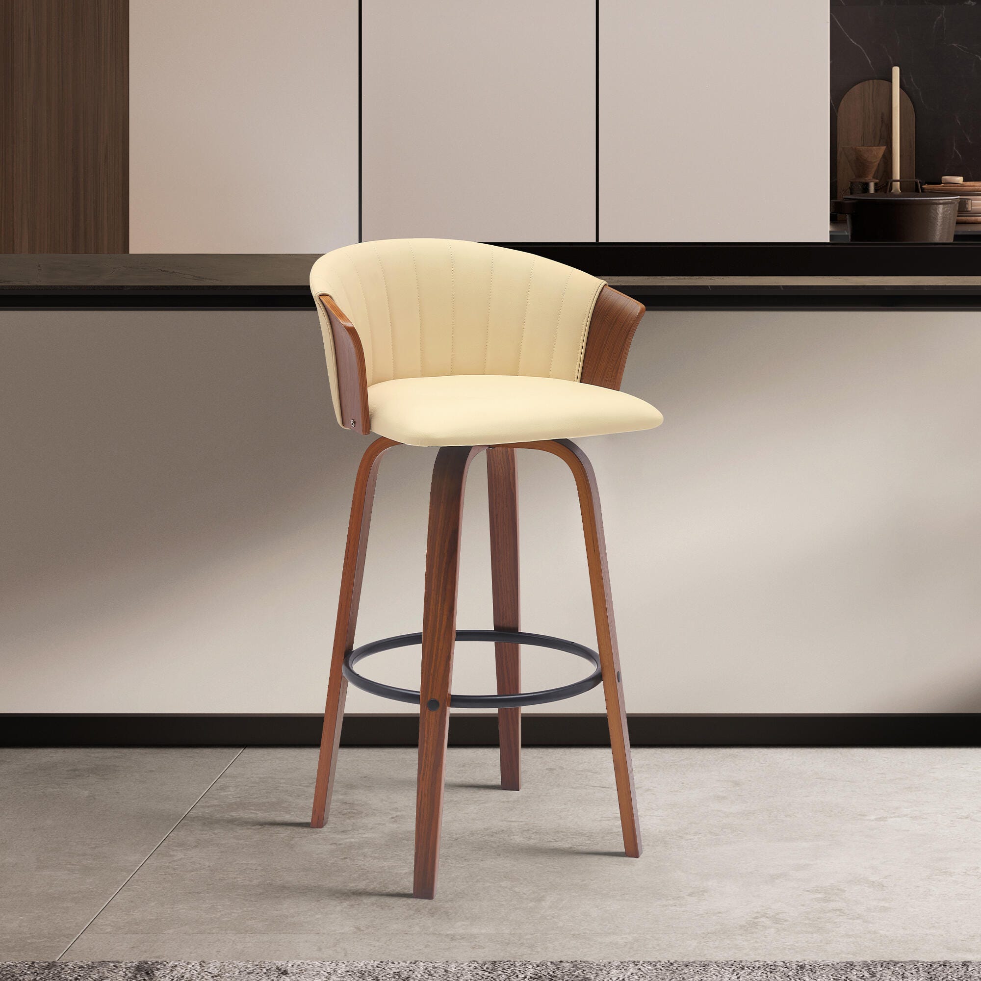 Click here for Diana Swivel Bar Stool  Cream/Walnut/Black prices