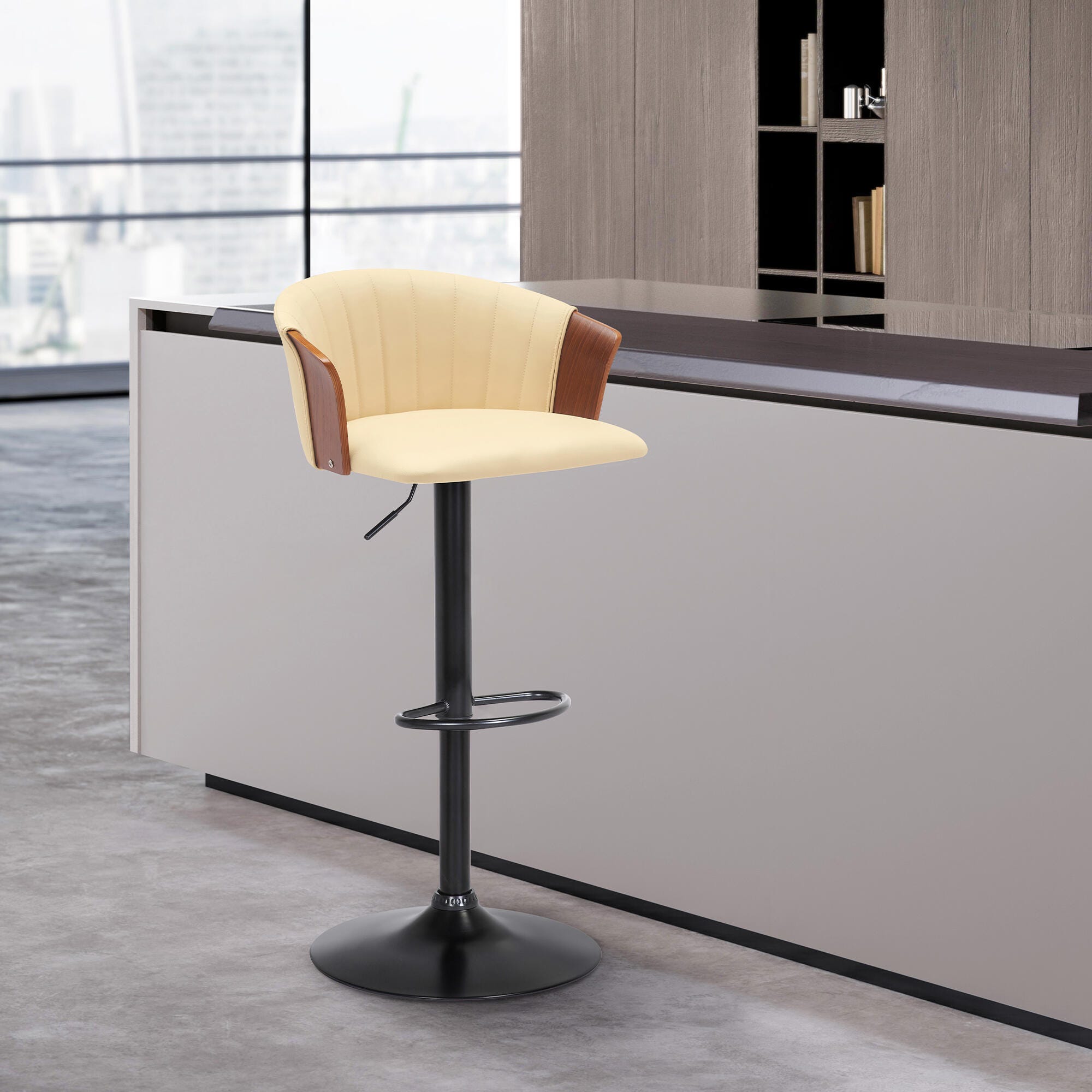 Click here for Lydia Adjustable Bar Stool  Cream/Walnut/Black prices