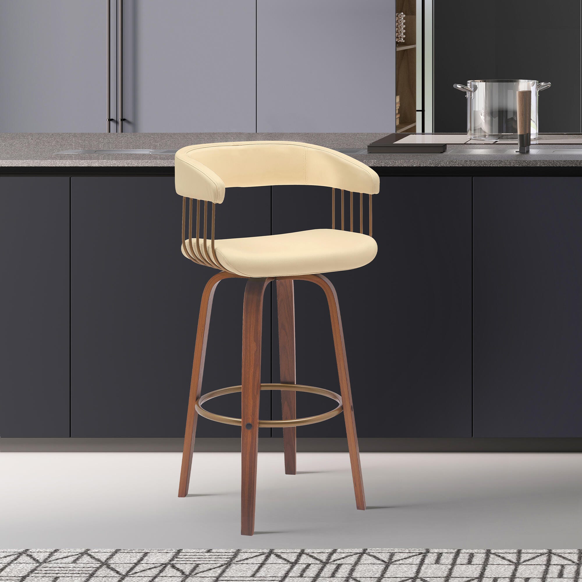 Click here for Topanga Swivel Bar Stool  Cream/Walnut/Bronze prices