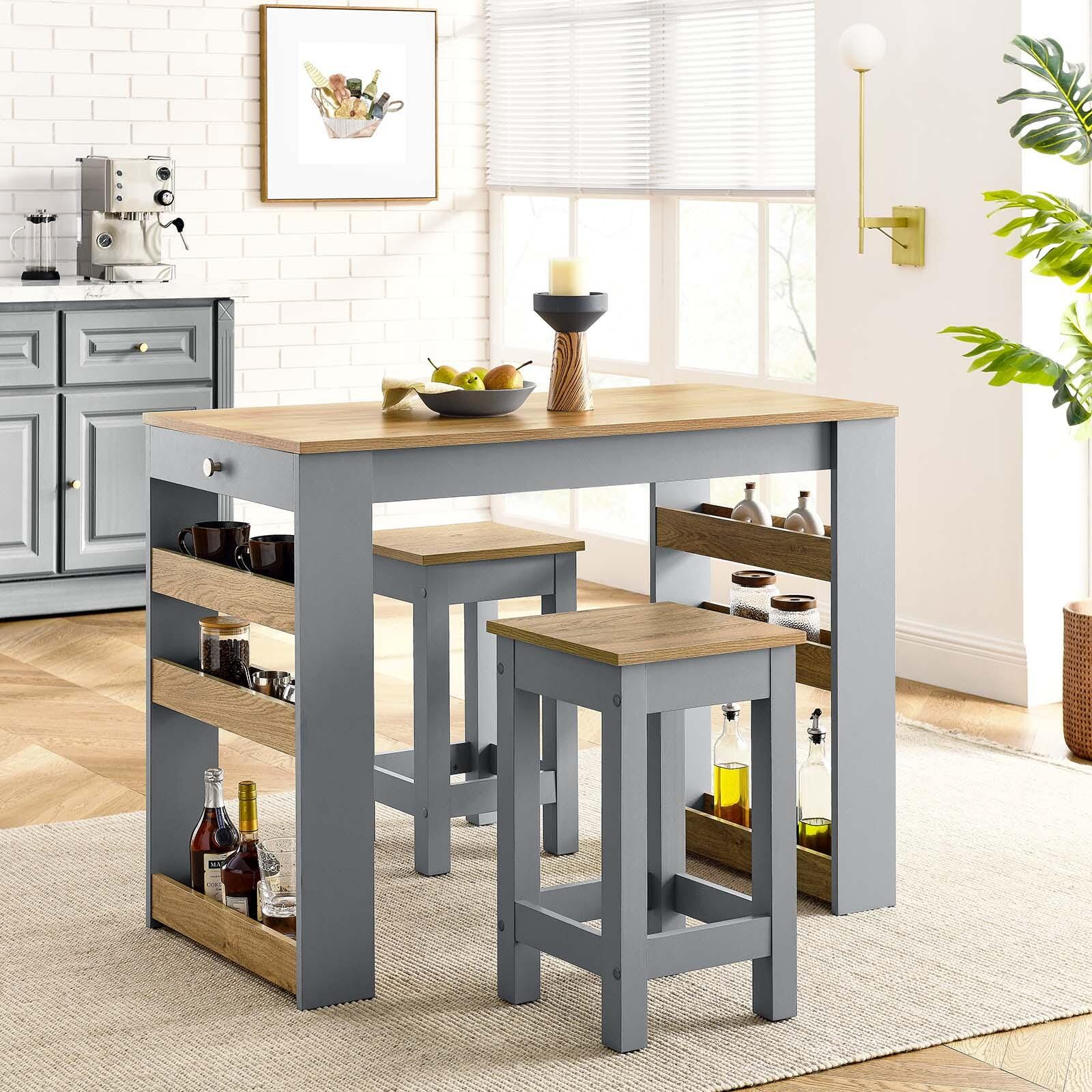 Click here for Galley 3-Piece Kitchen Island and Stool Set  Oak G... prices