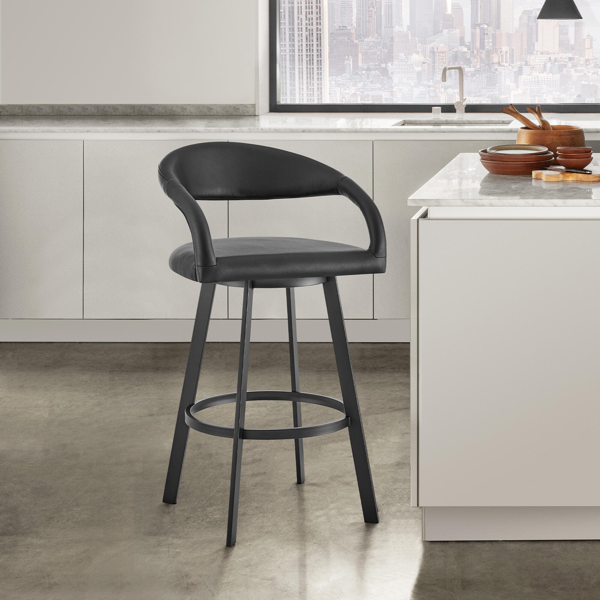 Click here for Ramona Swivel Bar Height Bar Stool  Black prices