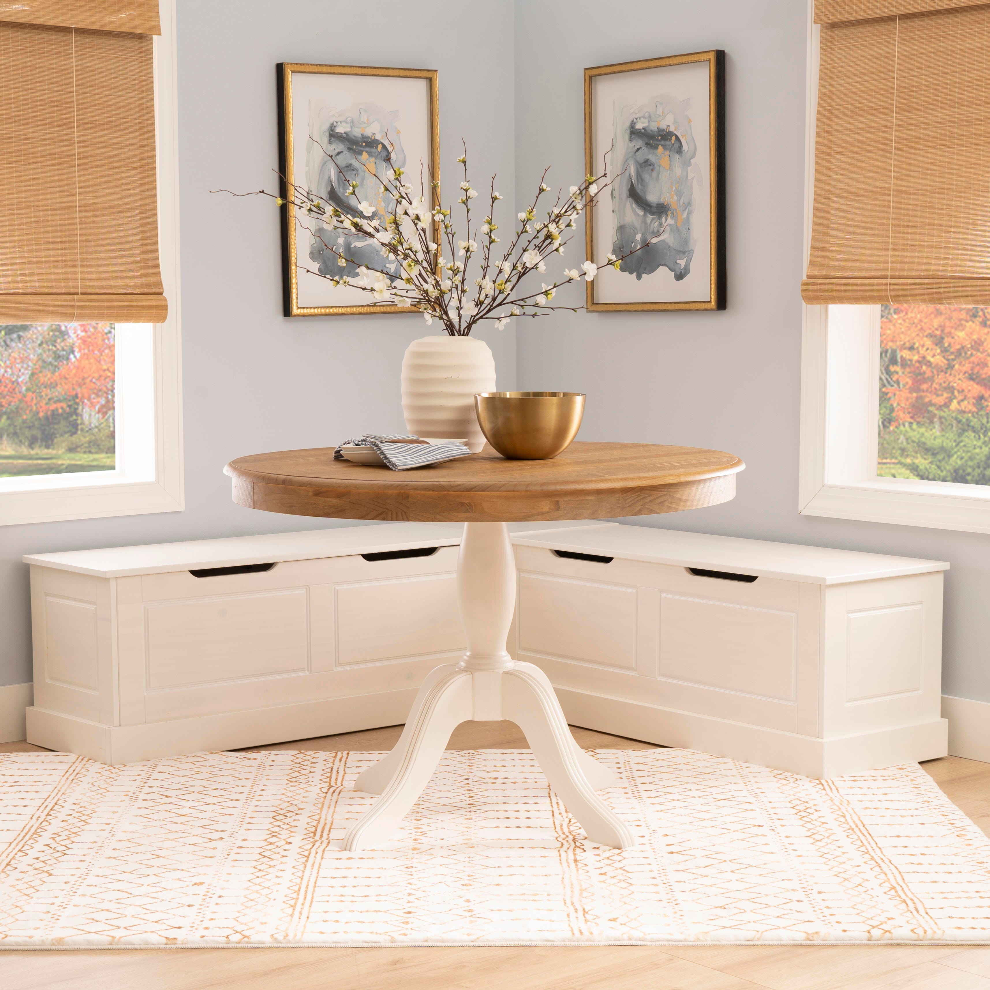 Click here for Linon Landin Corner Nook Dining Set  White prices