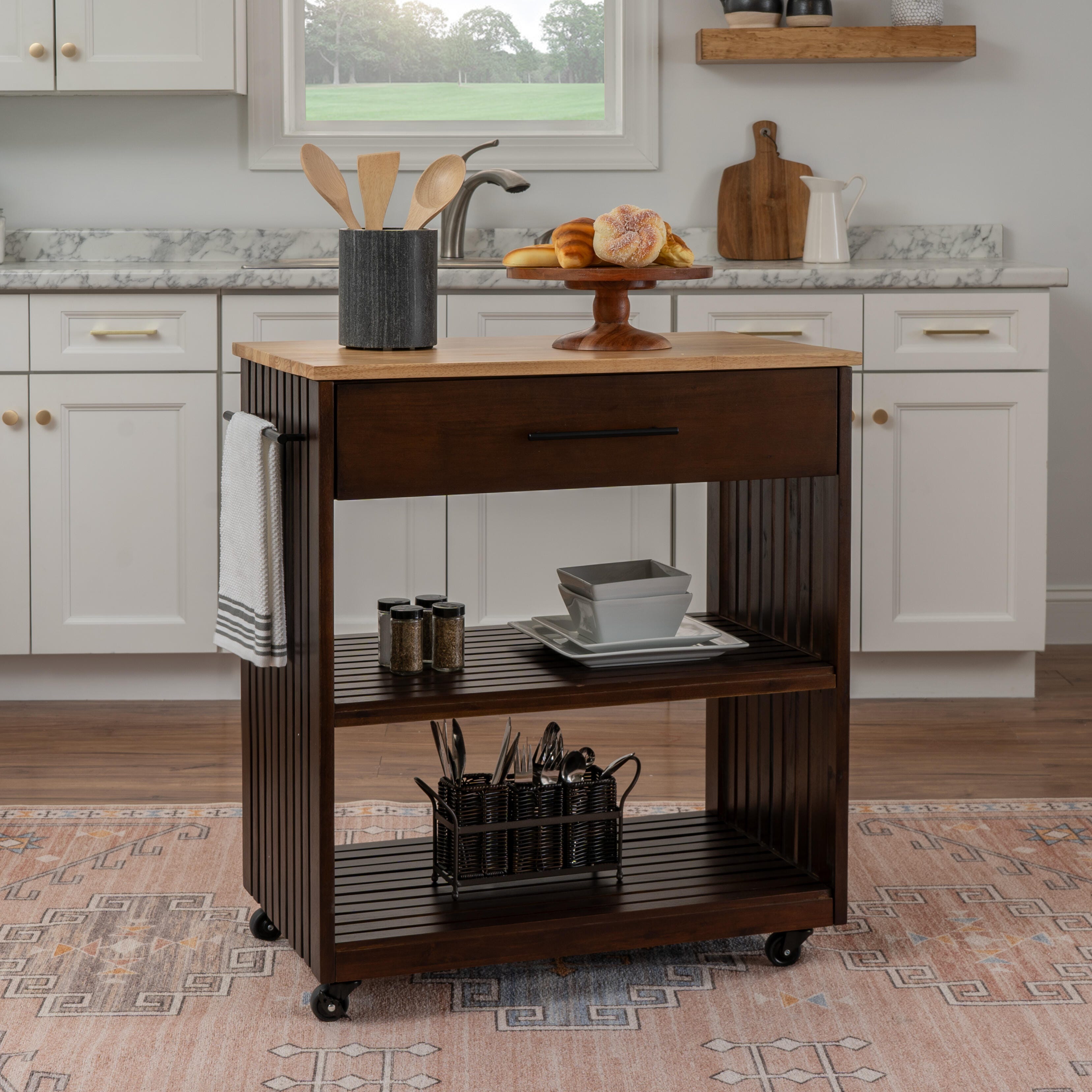 Click here for Linon Ina Kitchen Cart  Brown prices