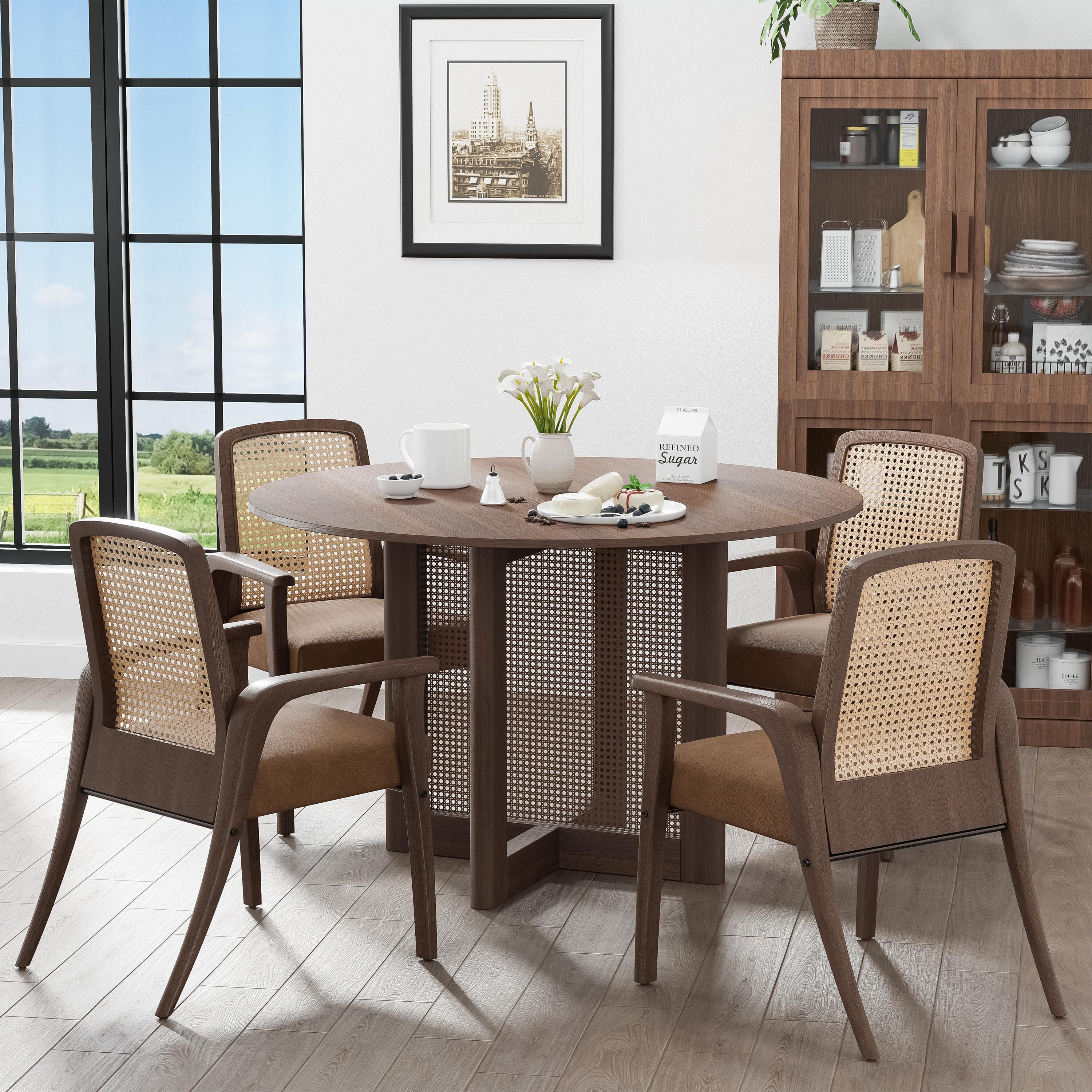 Click here for Miruo Mirror Inc Zenyra Round Dining Table  Walnut prices