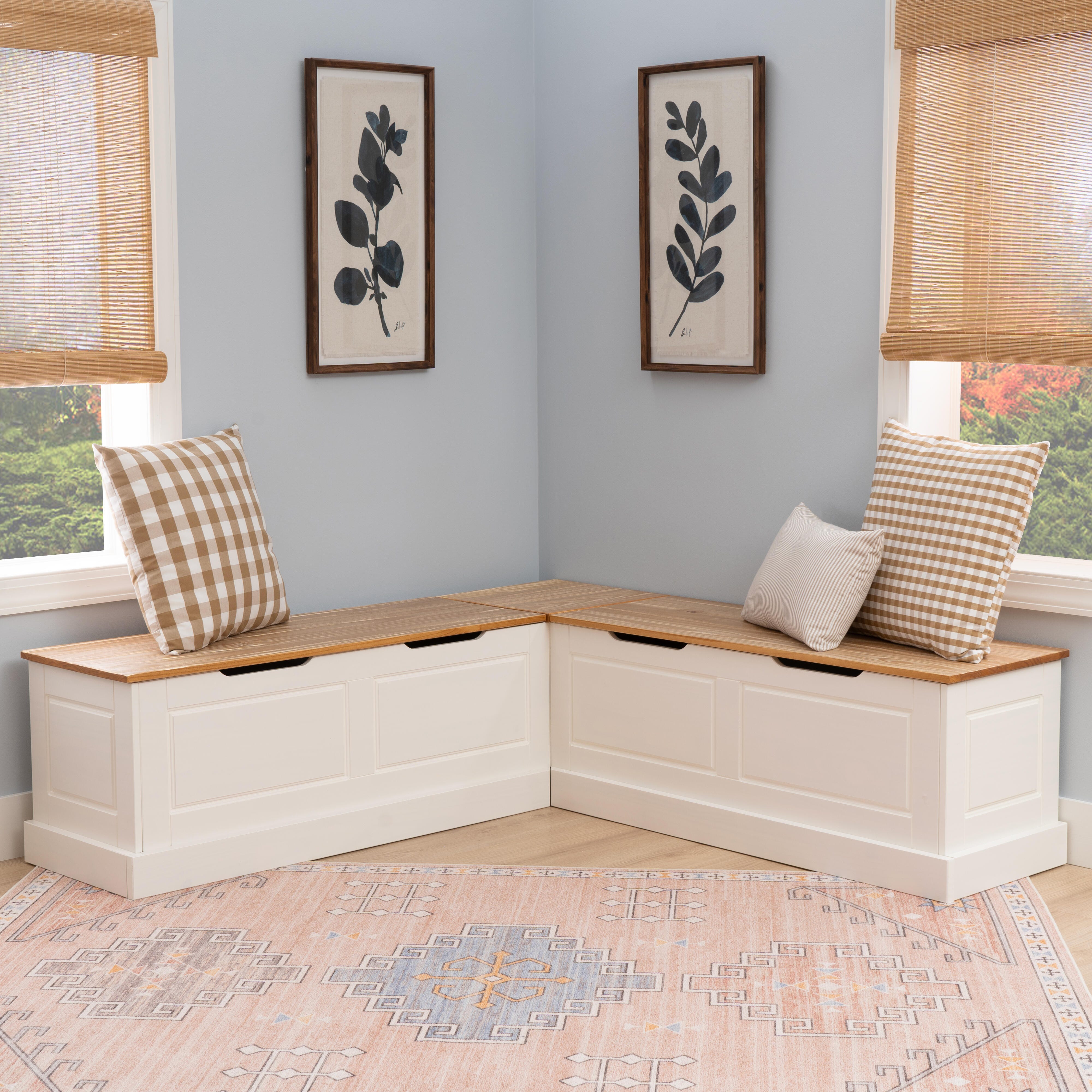 Click here for Linon Landin 62 Backless Breakfast Nook  White/Bro... prices