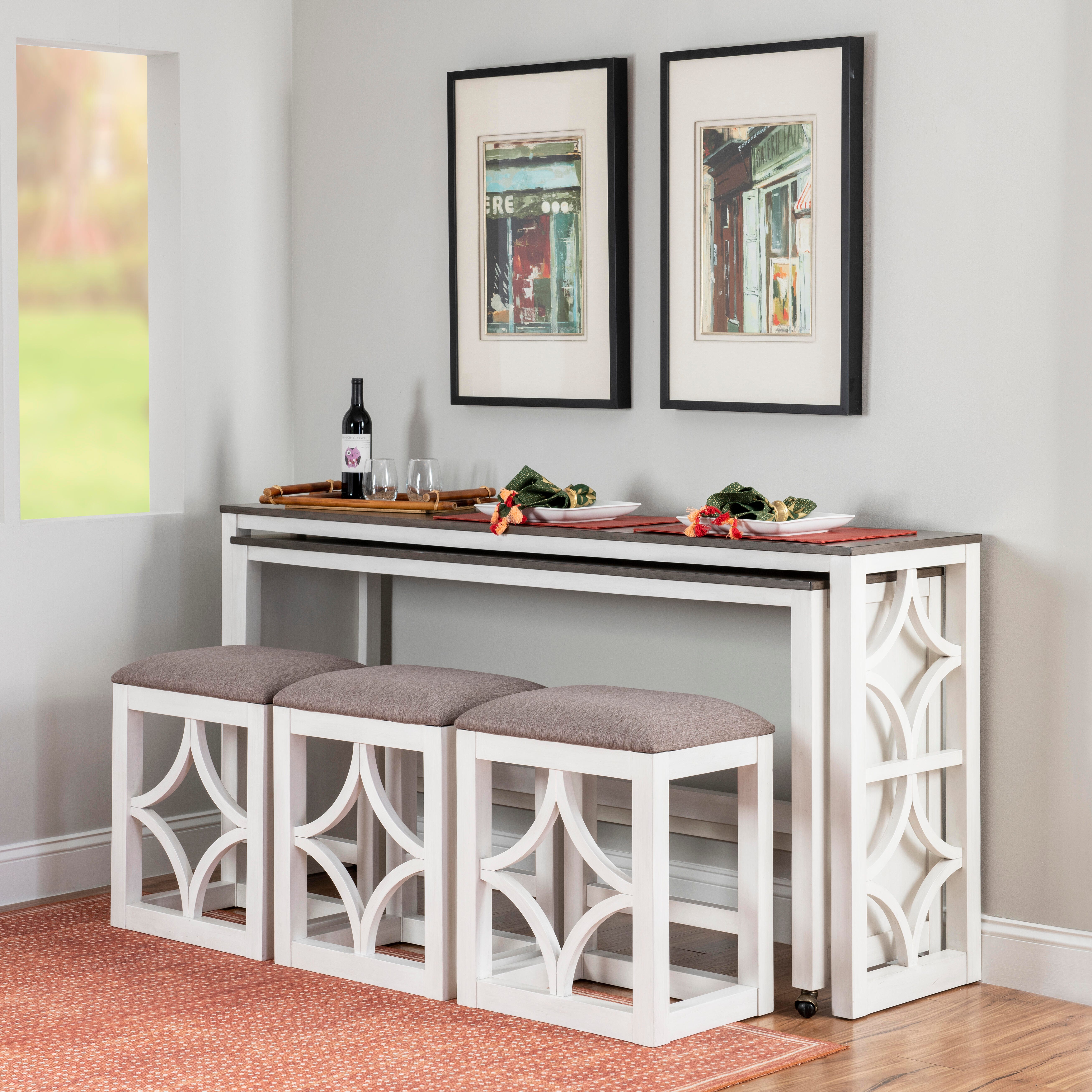 Click here for Linon Walter Console Table with 3 Stools  White prices