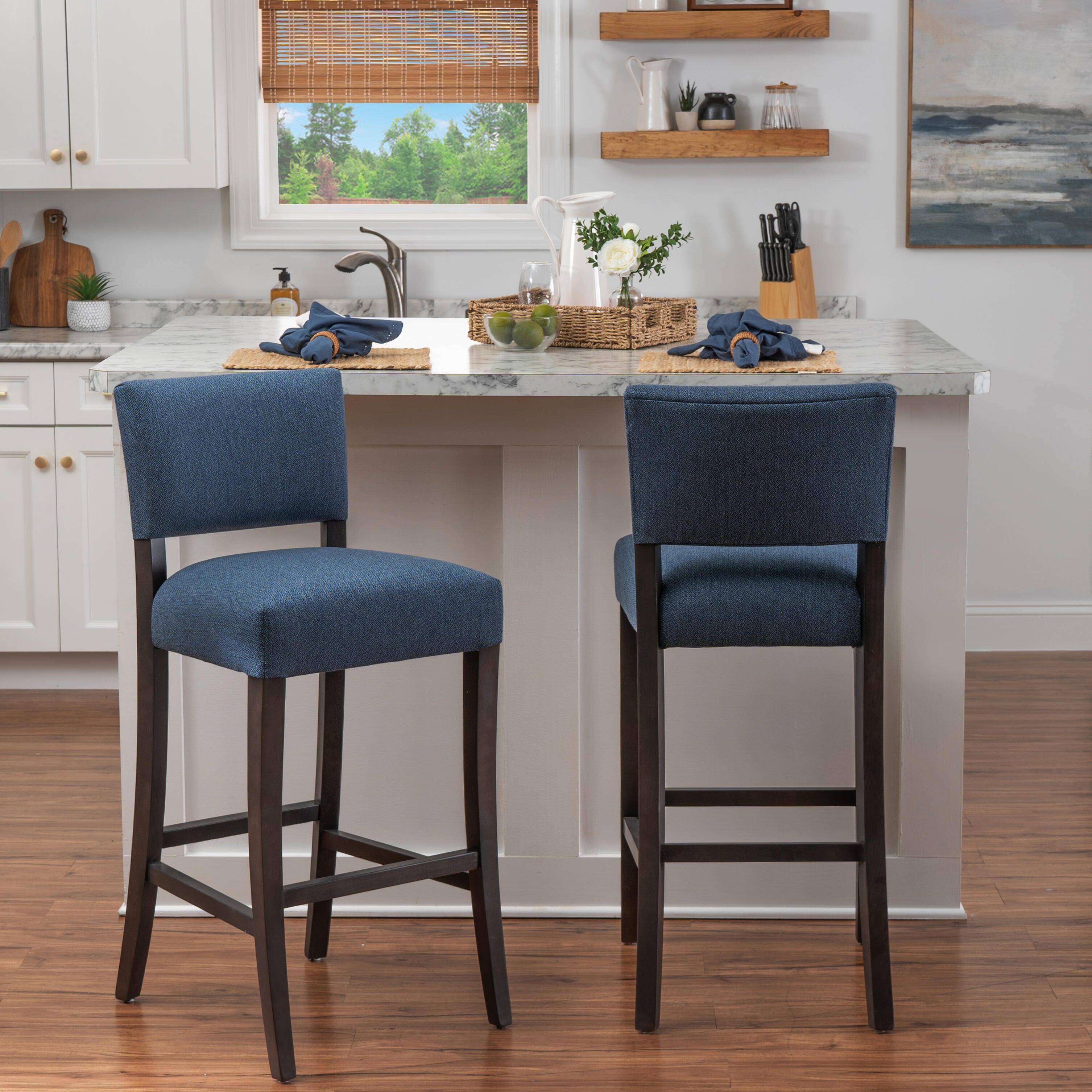 Click here for Linon Kinsley Bar Height Bar Stool (Set of 2)  Blu... prices