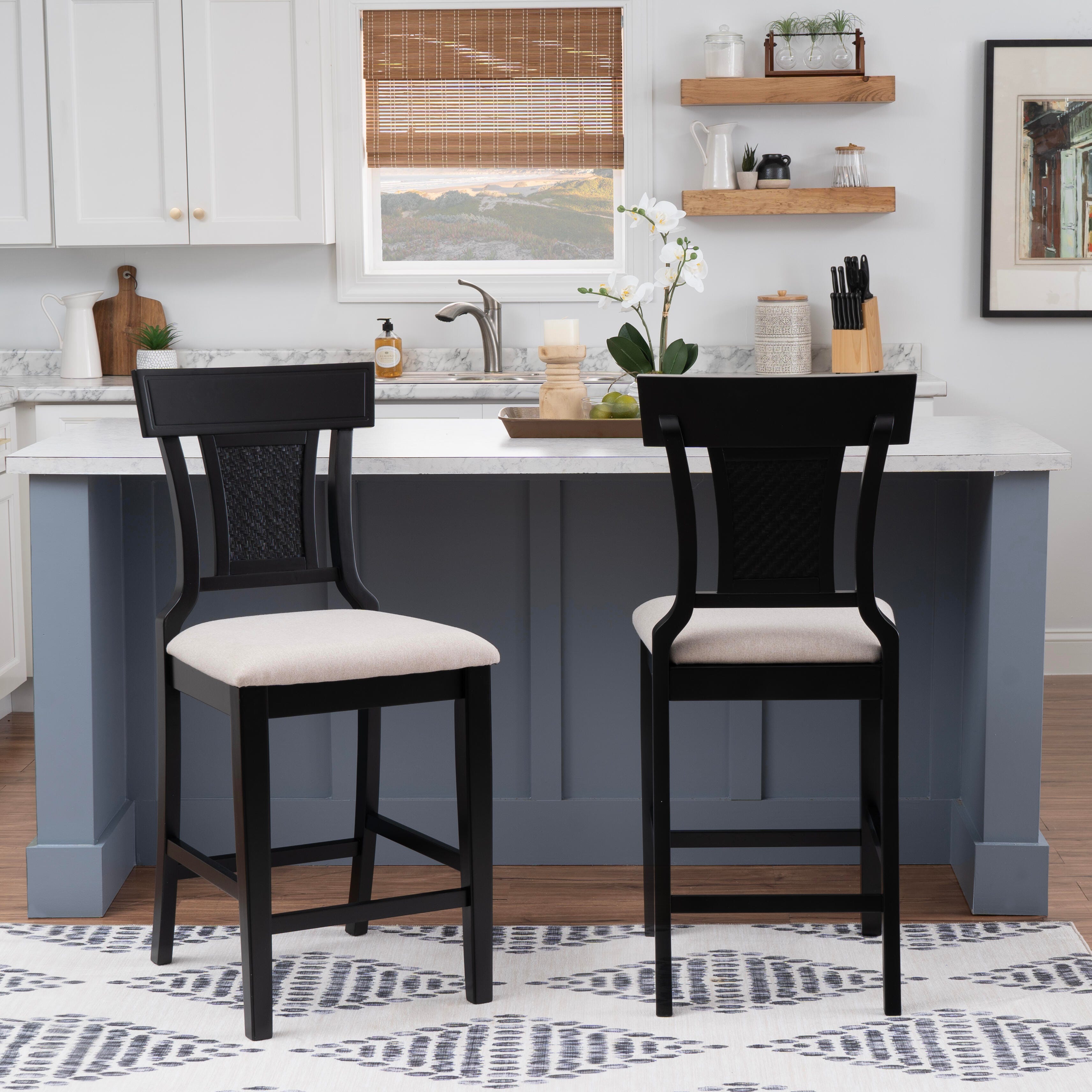 Linon Lina Counter Height Barstool  Black