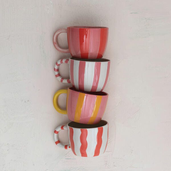 Click here for Storied Home Striped Mug Set (Set of 4)  Multi prices