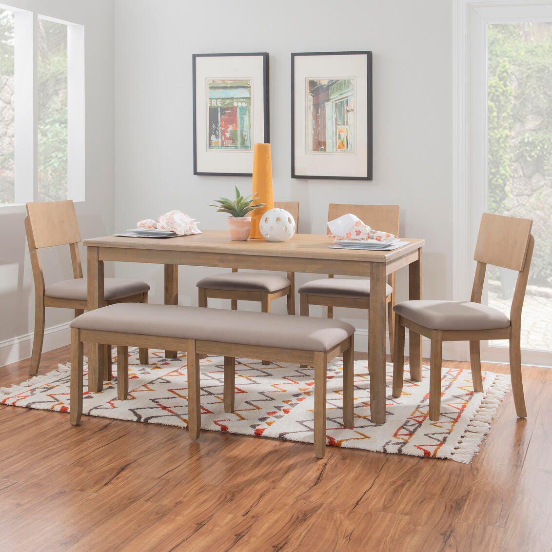 Click here for Linon Jocey Dining Table and 4 Chairs and Bench Se... prices