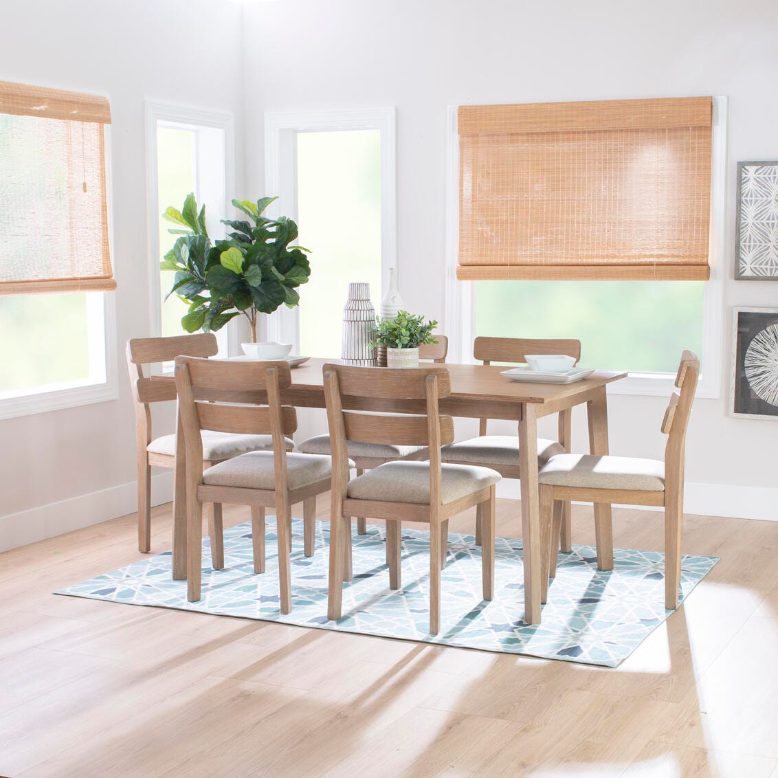 Click here for Linon Devin Dining Table and 6 Chairs Set  Natural prices