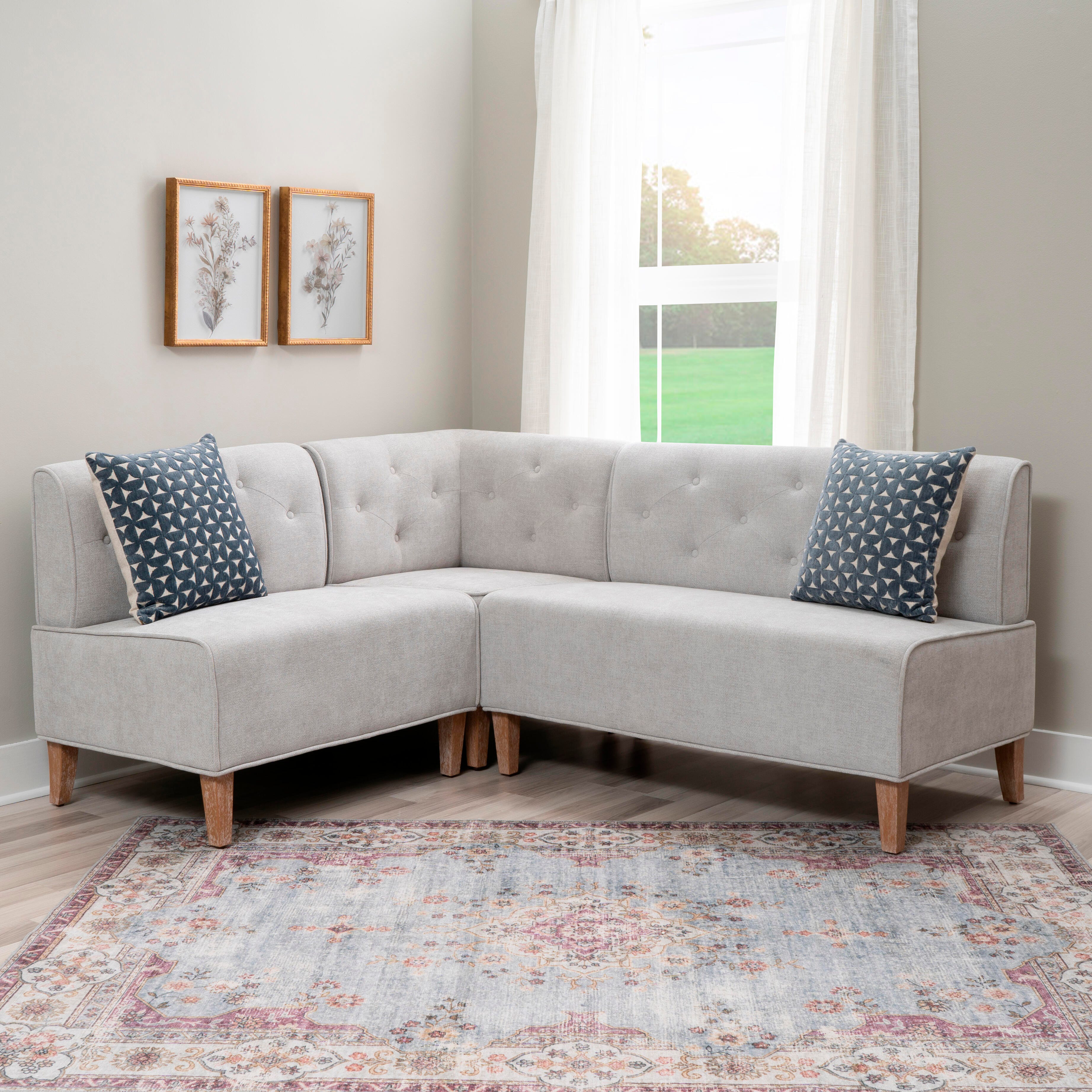 Click here for Linon Gentry Corner Nook  Light Gray prices