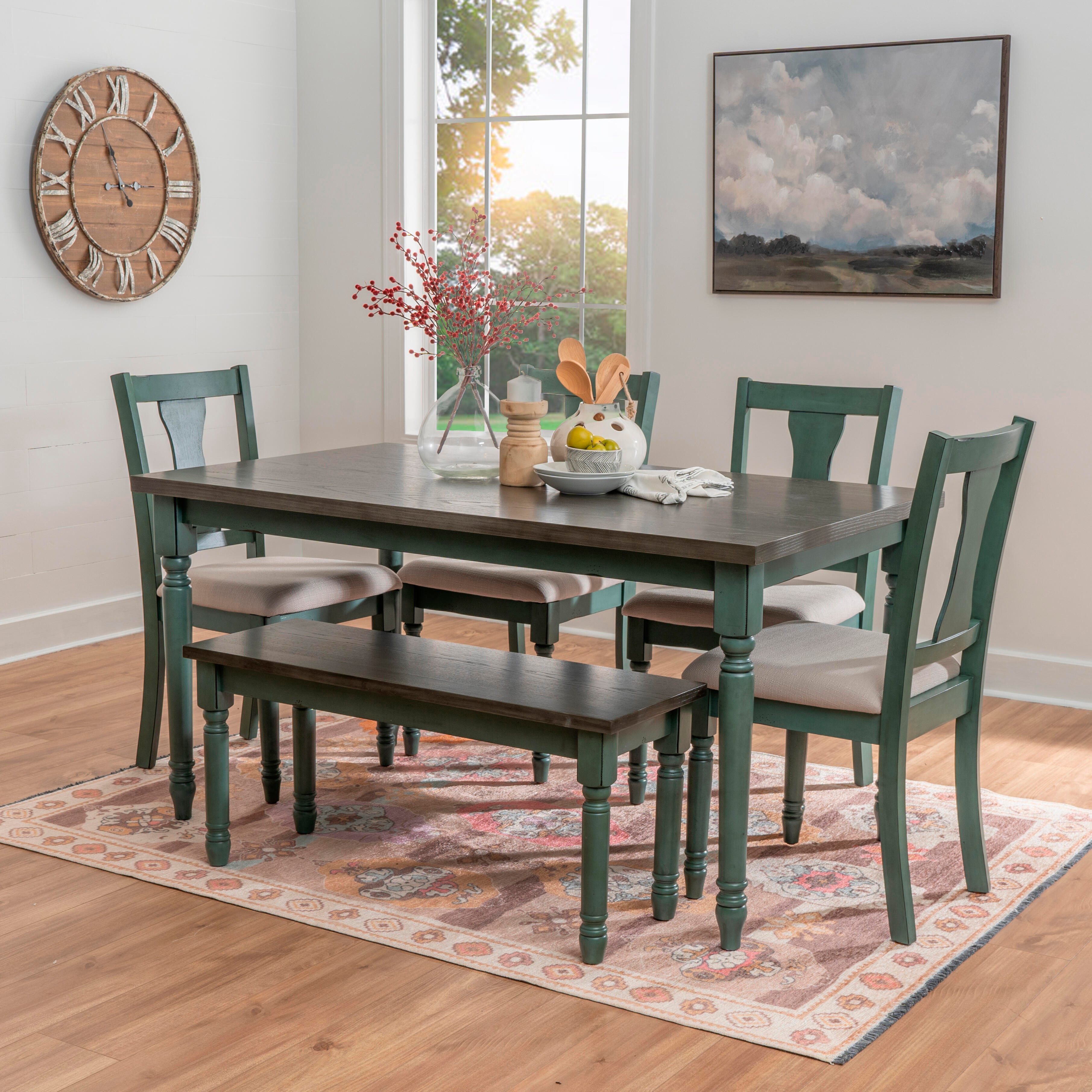 Click here for Linon Wesley Dining Table and 5 Chairs Set  Teal B... prices
