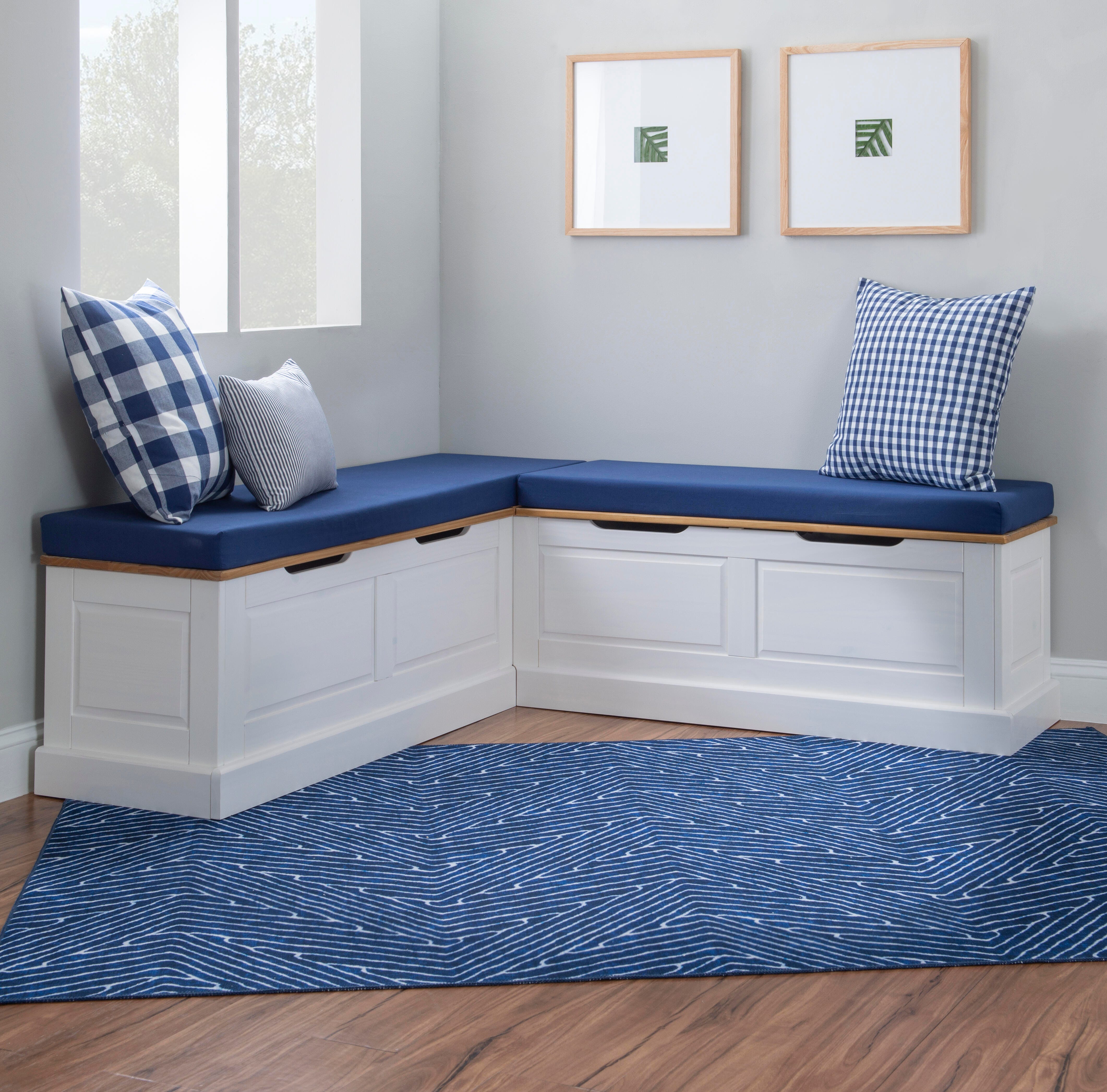 Click here for Linon Landin Two Toned Nook With Cushion Set  Blue prices
