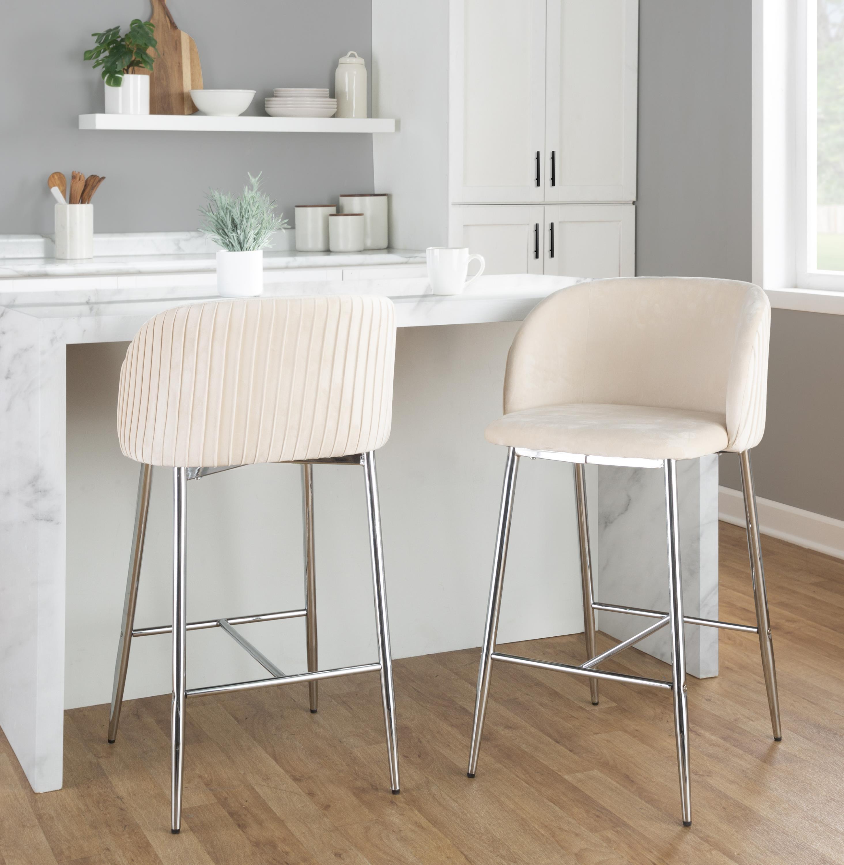 Click here for LumiSource Fran Pleated Counter Stool (Set of 2)... prices