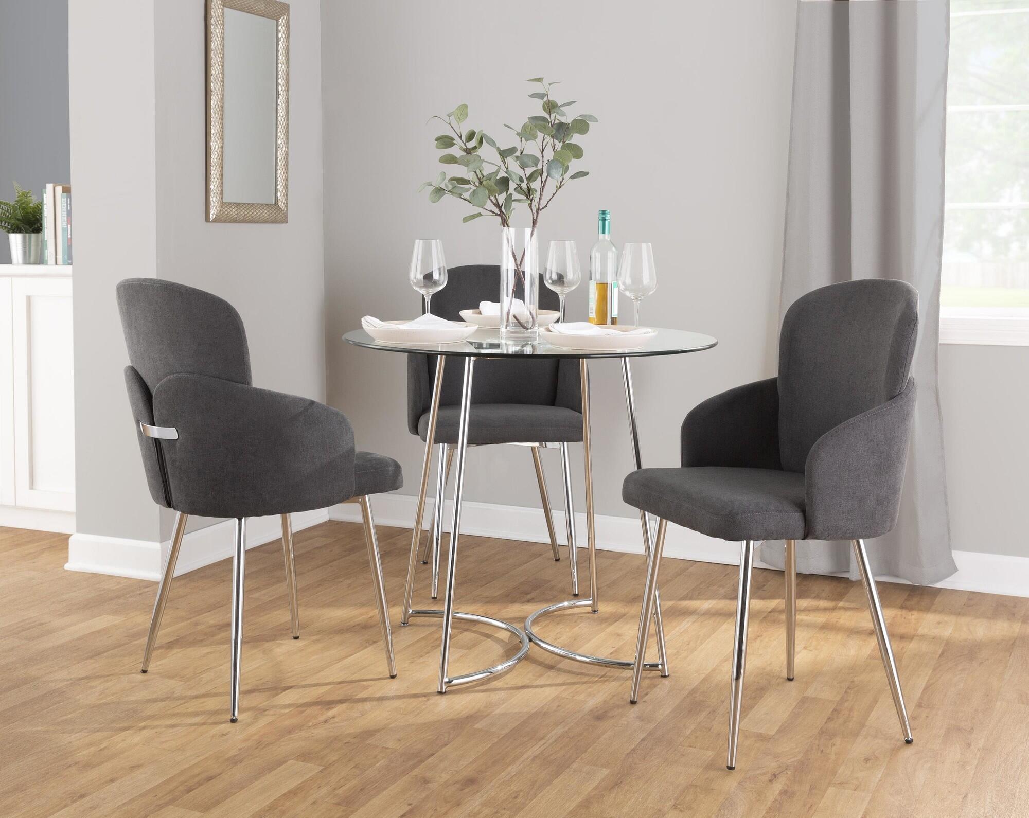 Click here for LumiSource Dahlia Dining Chair (Set of 2)  Gray/Ch... prices
