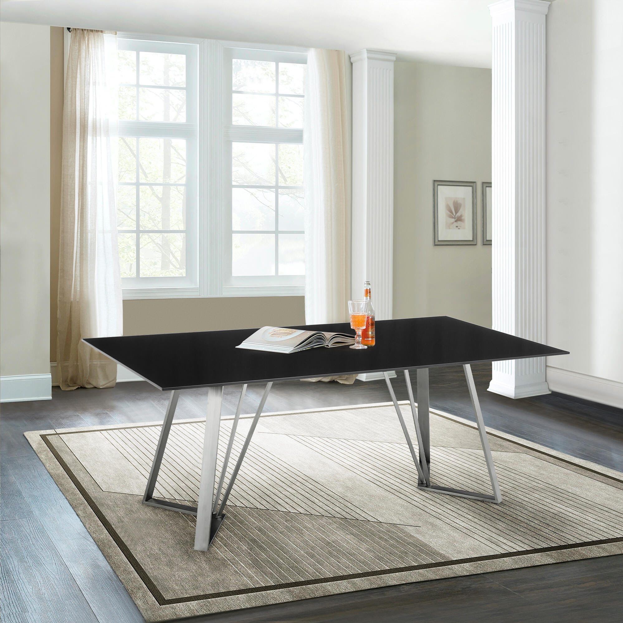 Click here for Armen Living Cressida Dining Table  Black/Stainles... prices