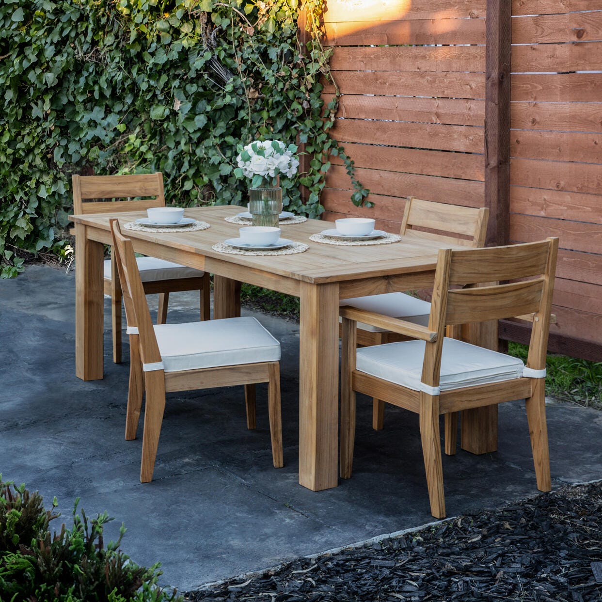 Click here for Linon Cary Outdoor Dining Table and 4 Chairs  Natu... prices