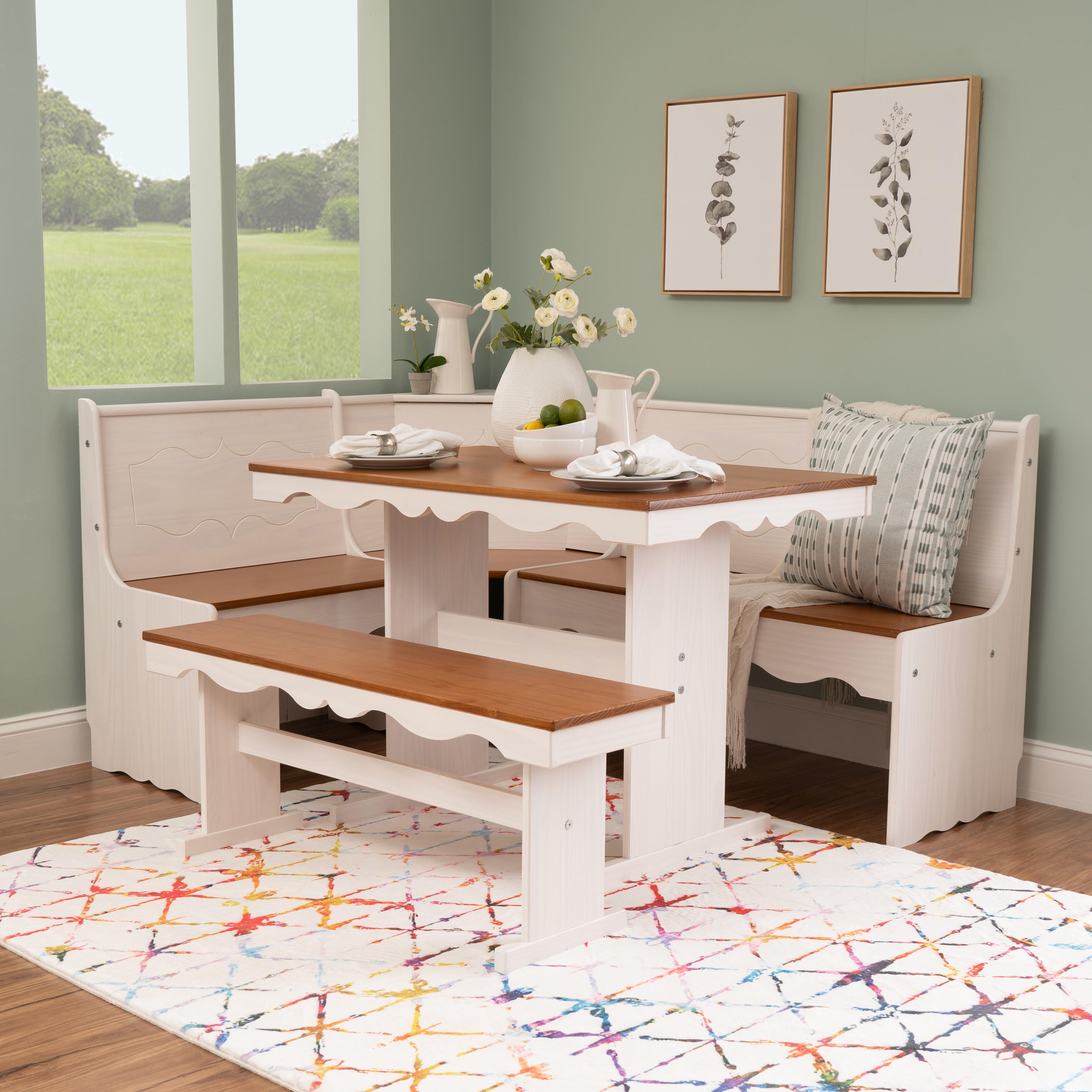 Click here for Linon Catie 67 Dining Nook  White prices
