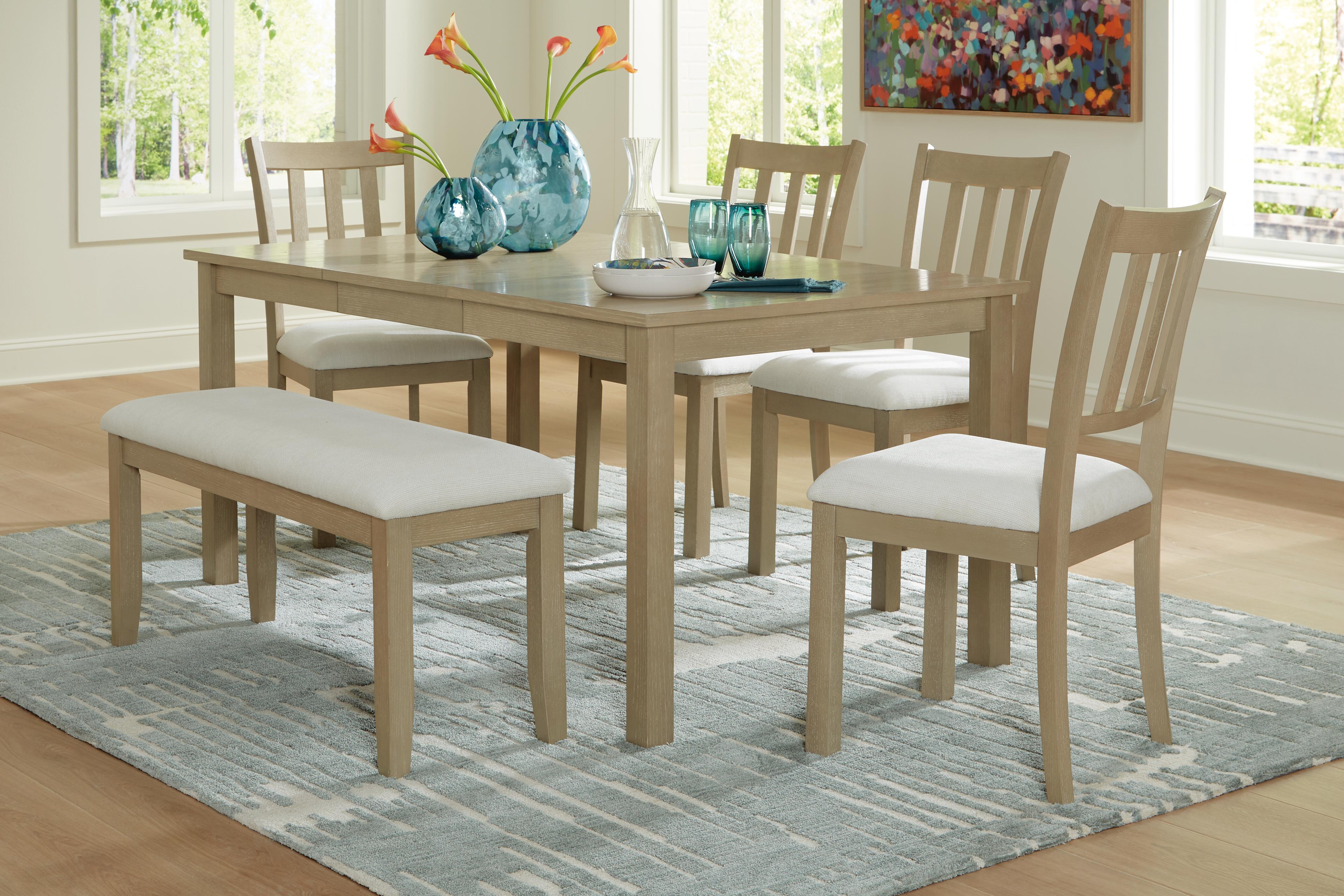 Click here for Calmoro Dining Table and 4 Chairs and Bench  Gray prices