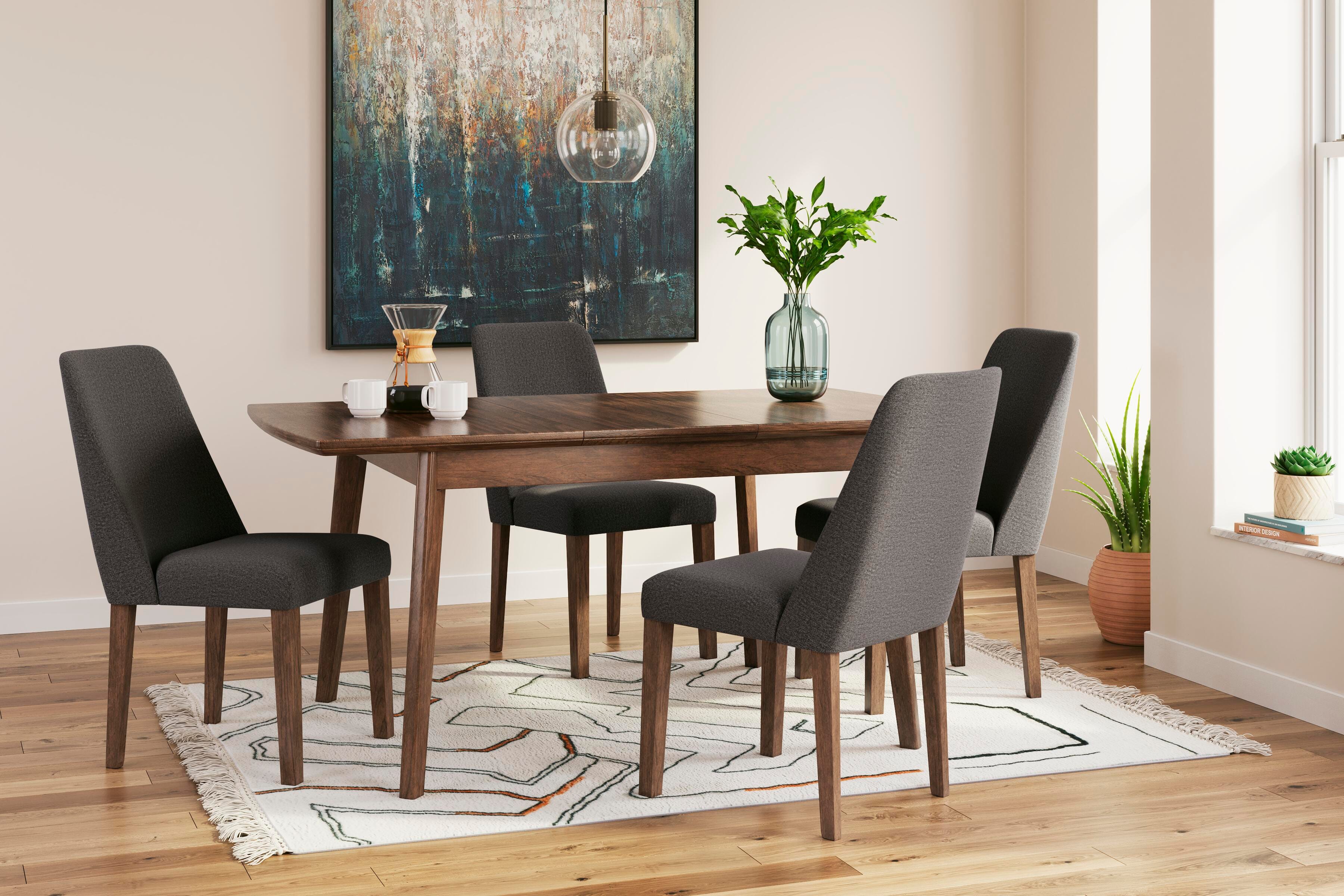 Click here for Lyncott Dining Table and 4 Chairs  Charcoal/Brown prices