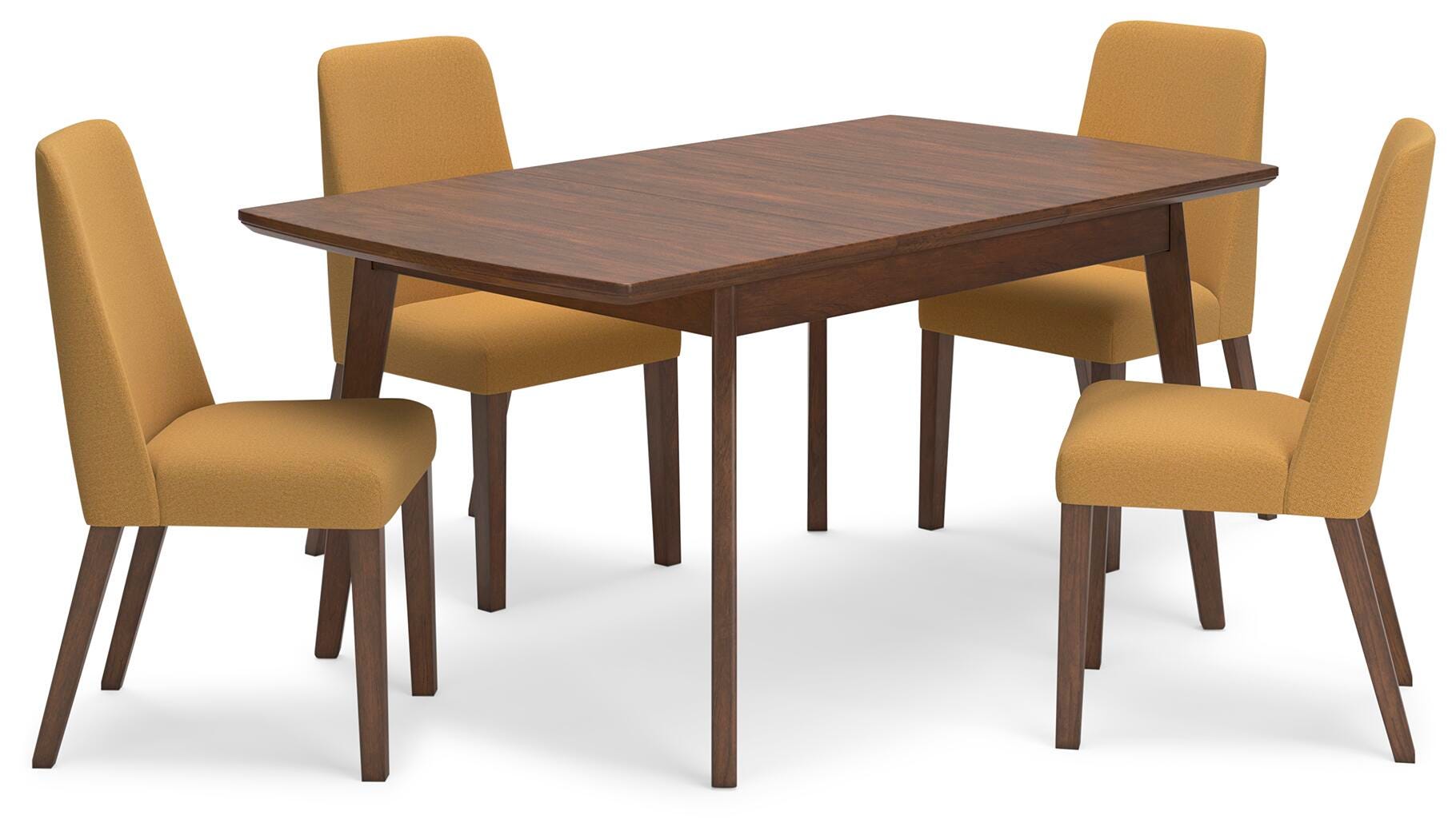 Click here for Lyncott Dining Table and 4 Chairs  Mustard/Brown prices